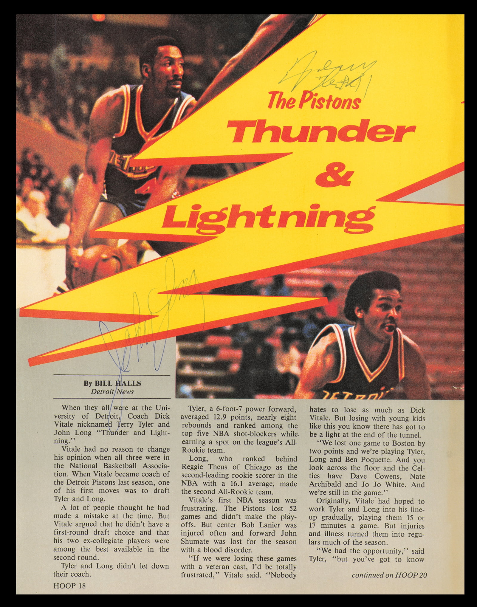 Terry Tyler & John Long Autographed 8x11 Magazine Photo Detroit Pistons ...