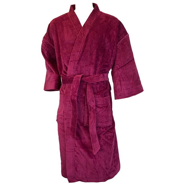Terrytown Terry Velour Kimono Robes Burgandy - Walmart Business Supplies