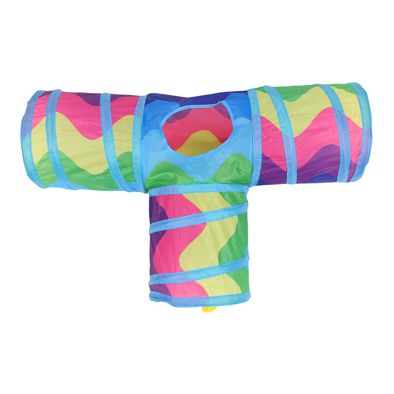 Tersalle 3 Way Cat Tunnel Collapsible Rainbow Wave Color Soft ...