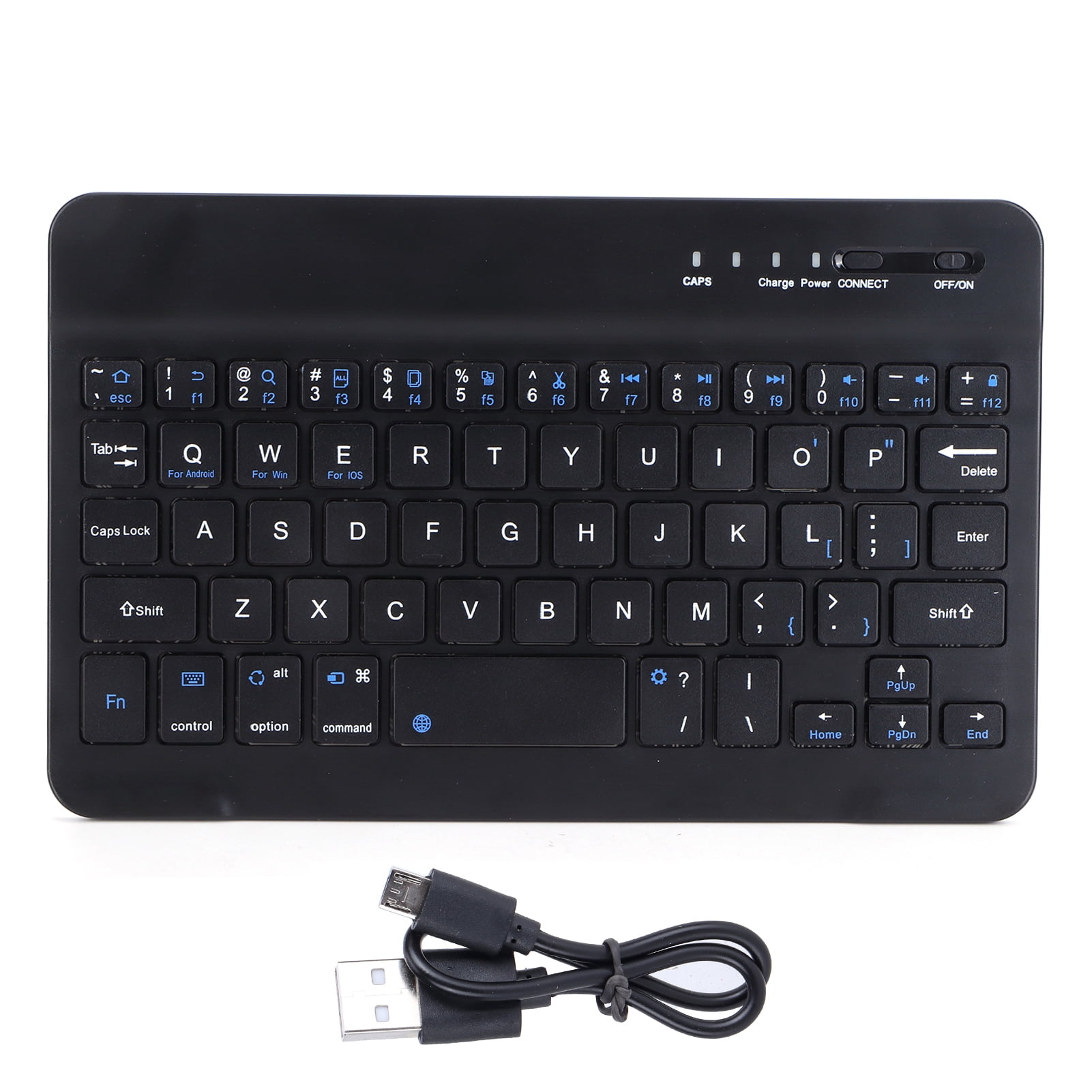 Tersalle Mini Bluetooth Keyboard Black Mini 7?Inch Portable 59?Key ...