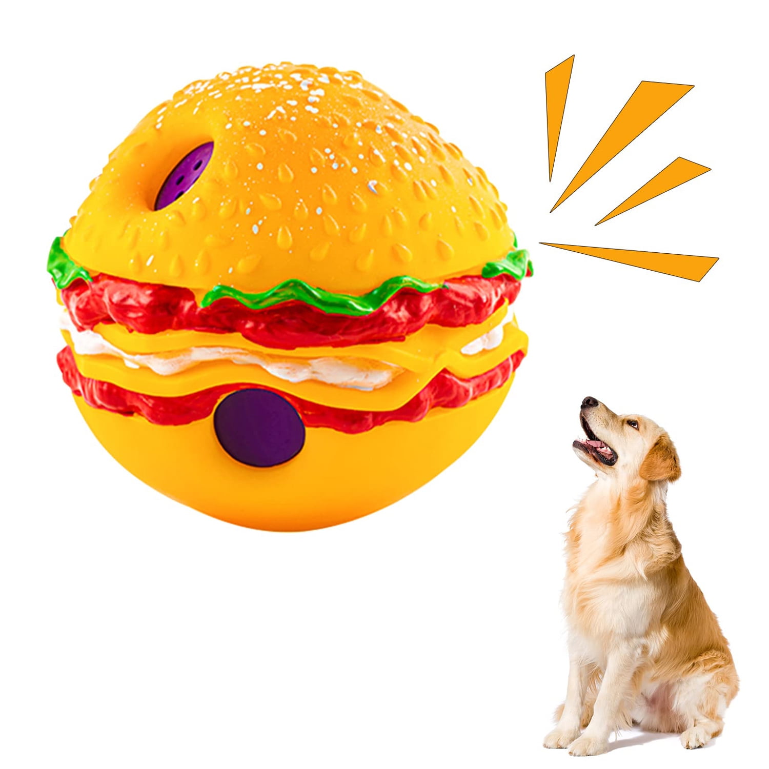 Tersalle Wobble Giggle Ball for Dogs Interactive Hamburger Style ...