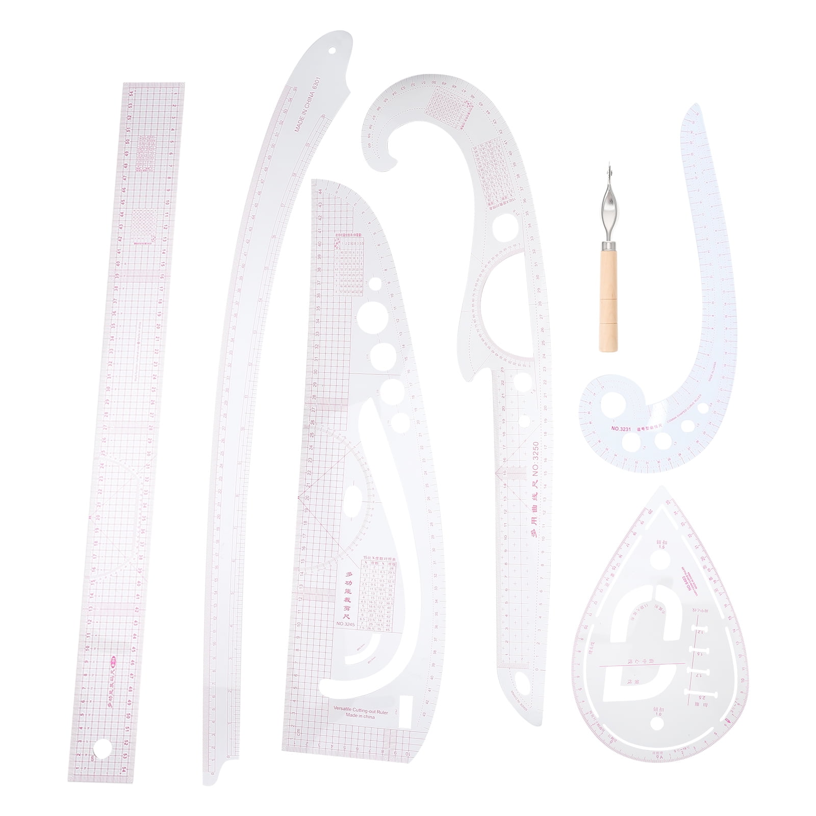 Tersarium 1 Set Multi-function Clothing Sample Cutting Ruler Clothing ...