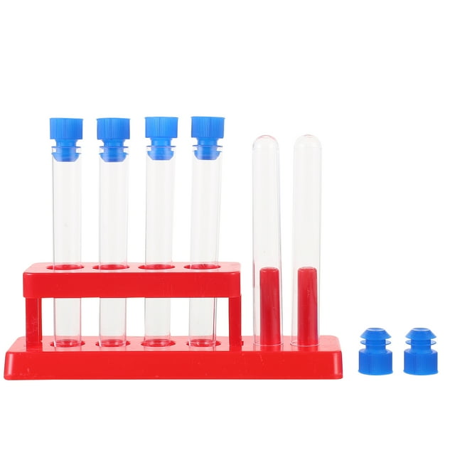 Tersarium 1 Set Plastic Test Tubes Droppers with Caps Test Tube Rack ...