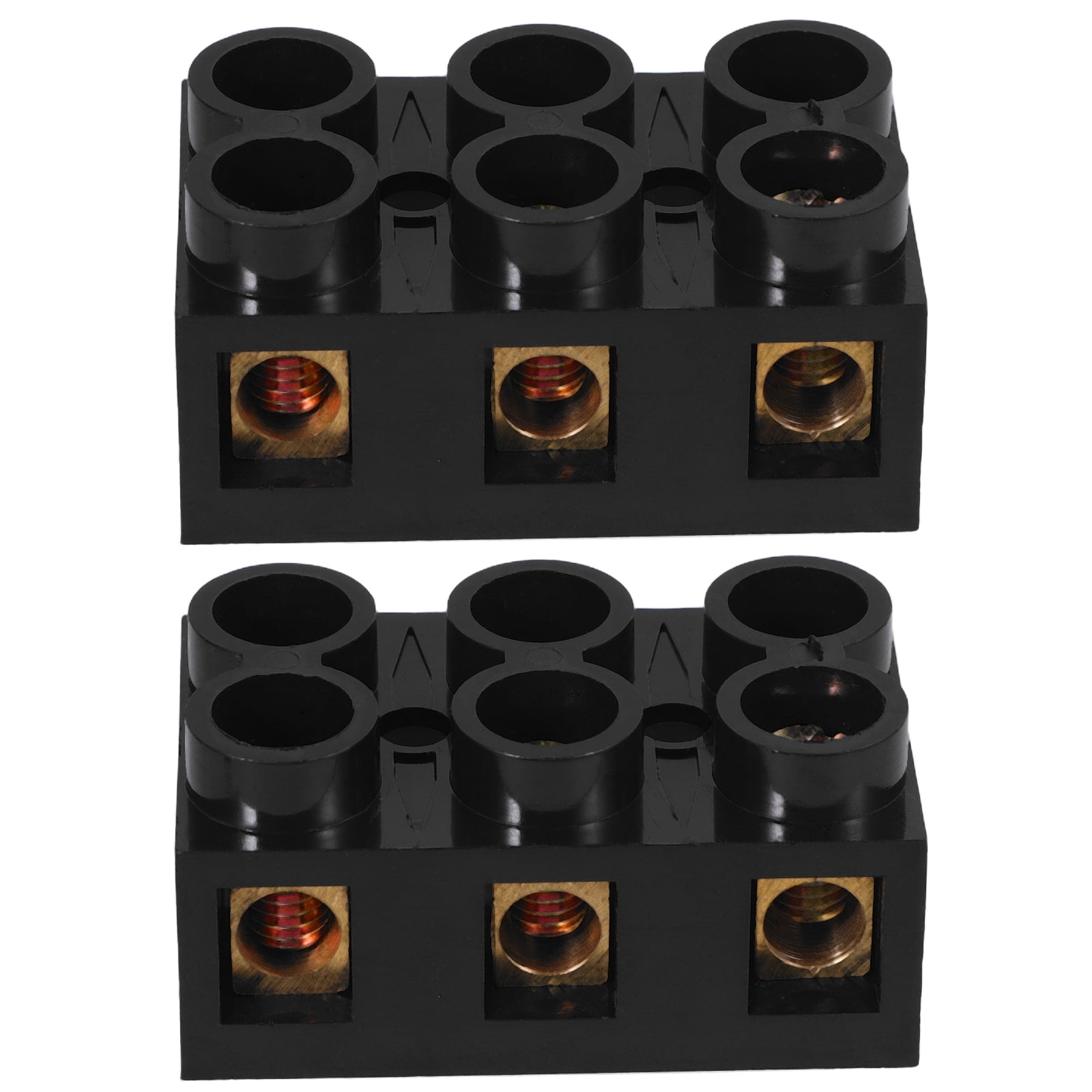 Tersarium 2 Pcs Dual Row Connector Block Marine Terminal Blocks Black ...