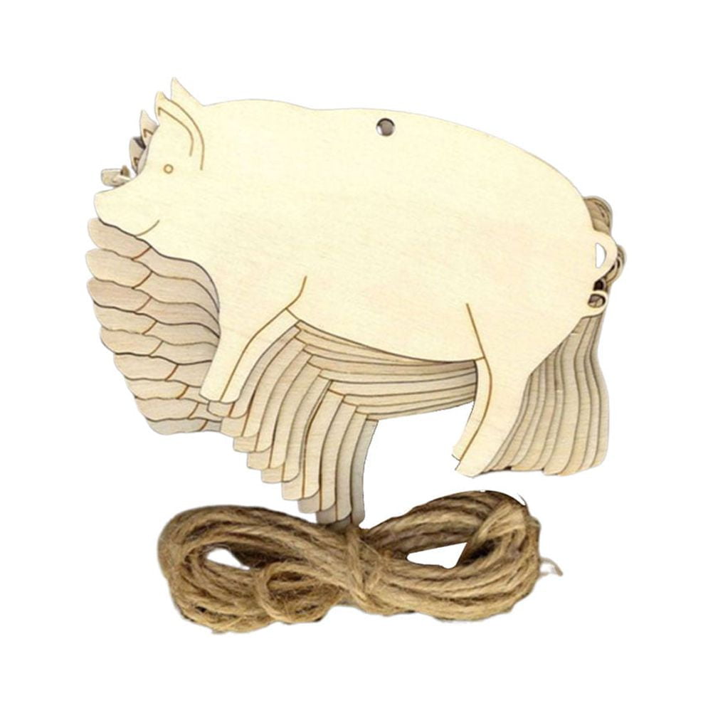 Tersarium 2 Set of Piglet Wooden Tags DIY Wishing Pig Shape Wooden ...