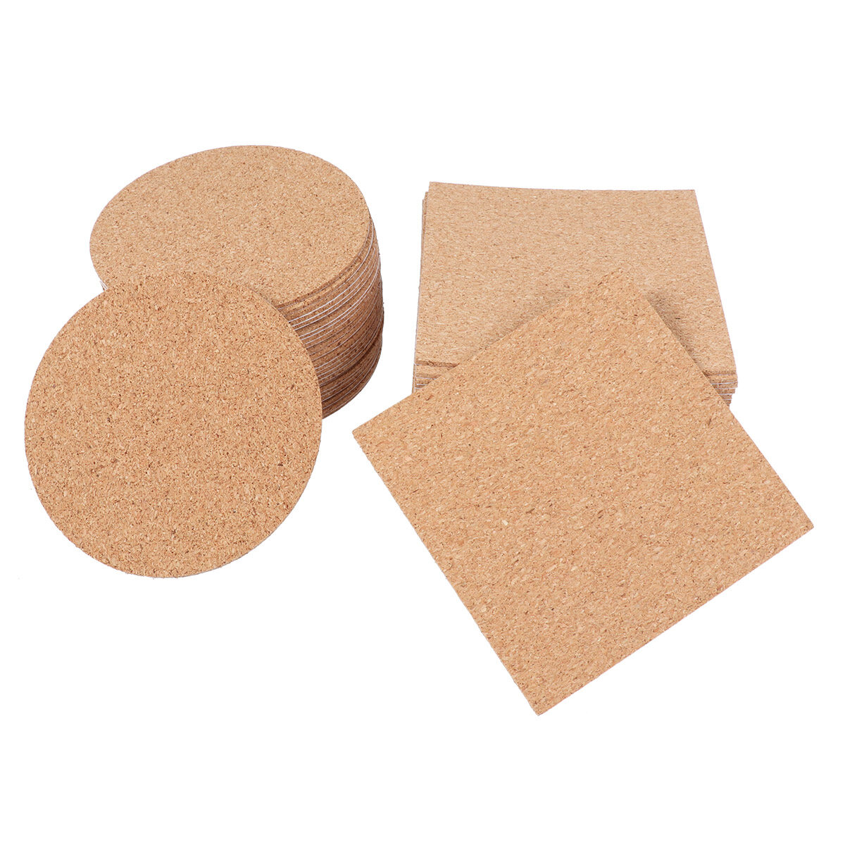 Tersarium 50 Pcs DIY Round and Square Cork Mats Self-adhesive Eco ...