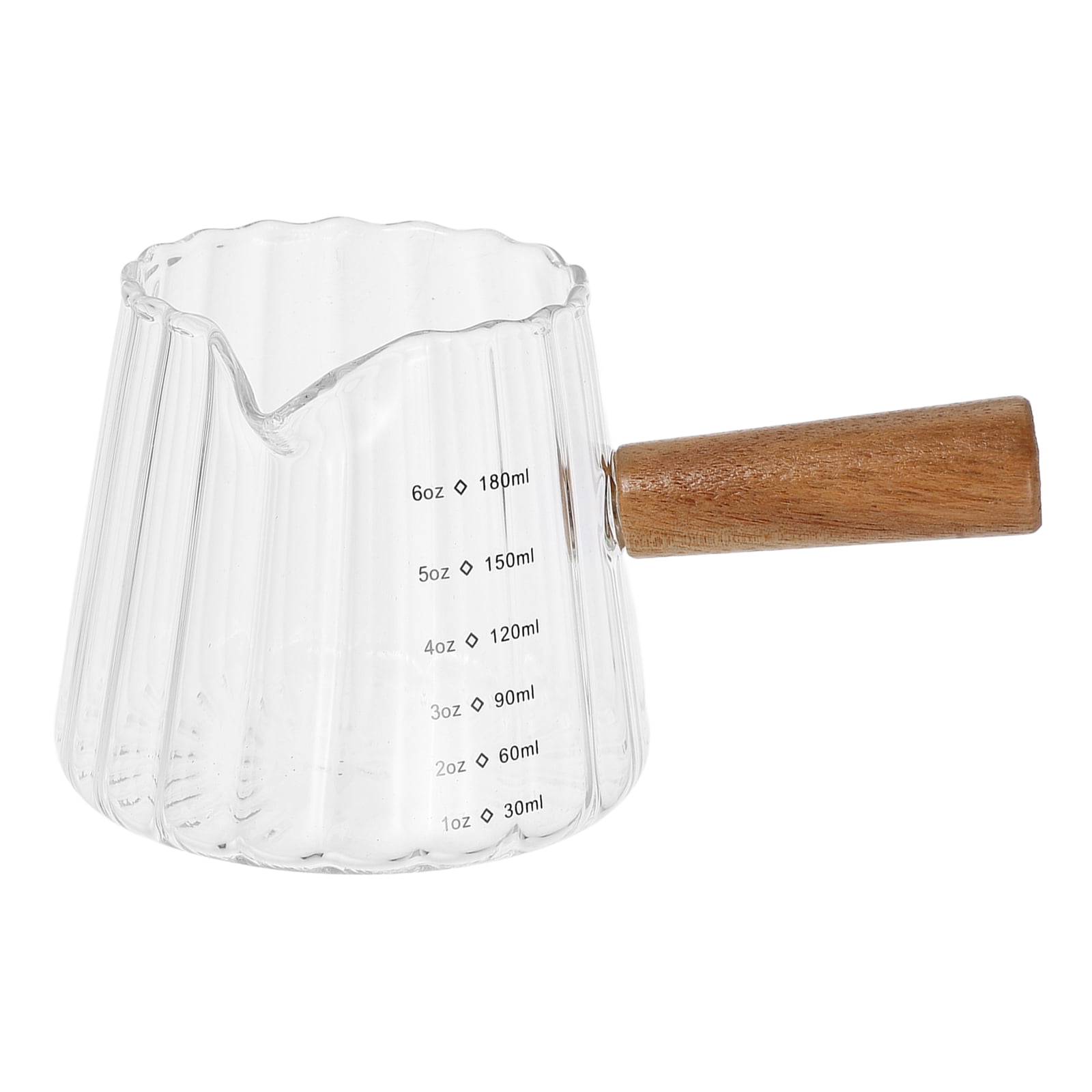 Tersarium Glass Milk Pitcher Wooden Handle Cream Pitcher Coffee Milk ...