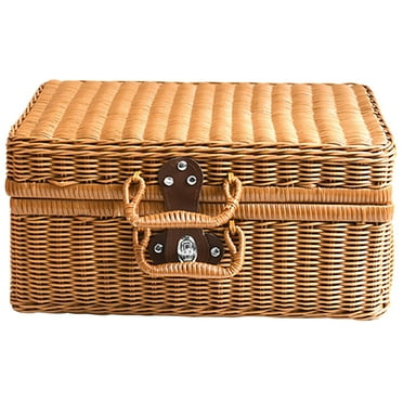 Simulated Rattan Woven Suitcase Retro Storage Box Handwoven Storage ...