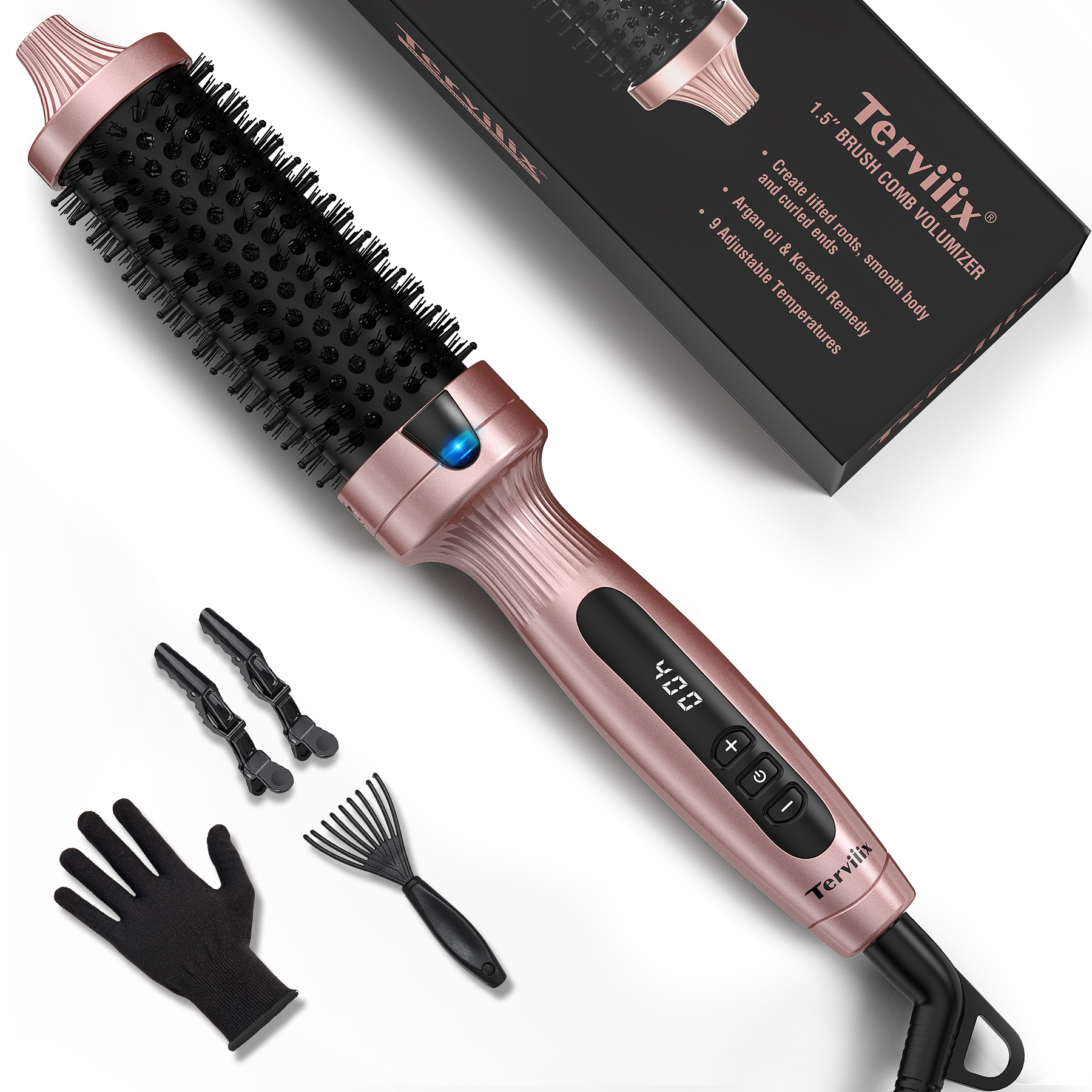 Mgaxyff Ceramic Tourmaline Anion Hair Brush Curler Hair Curling Hair ...