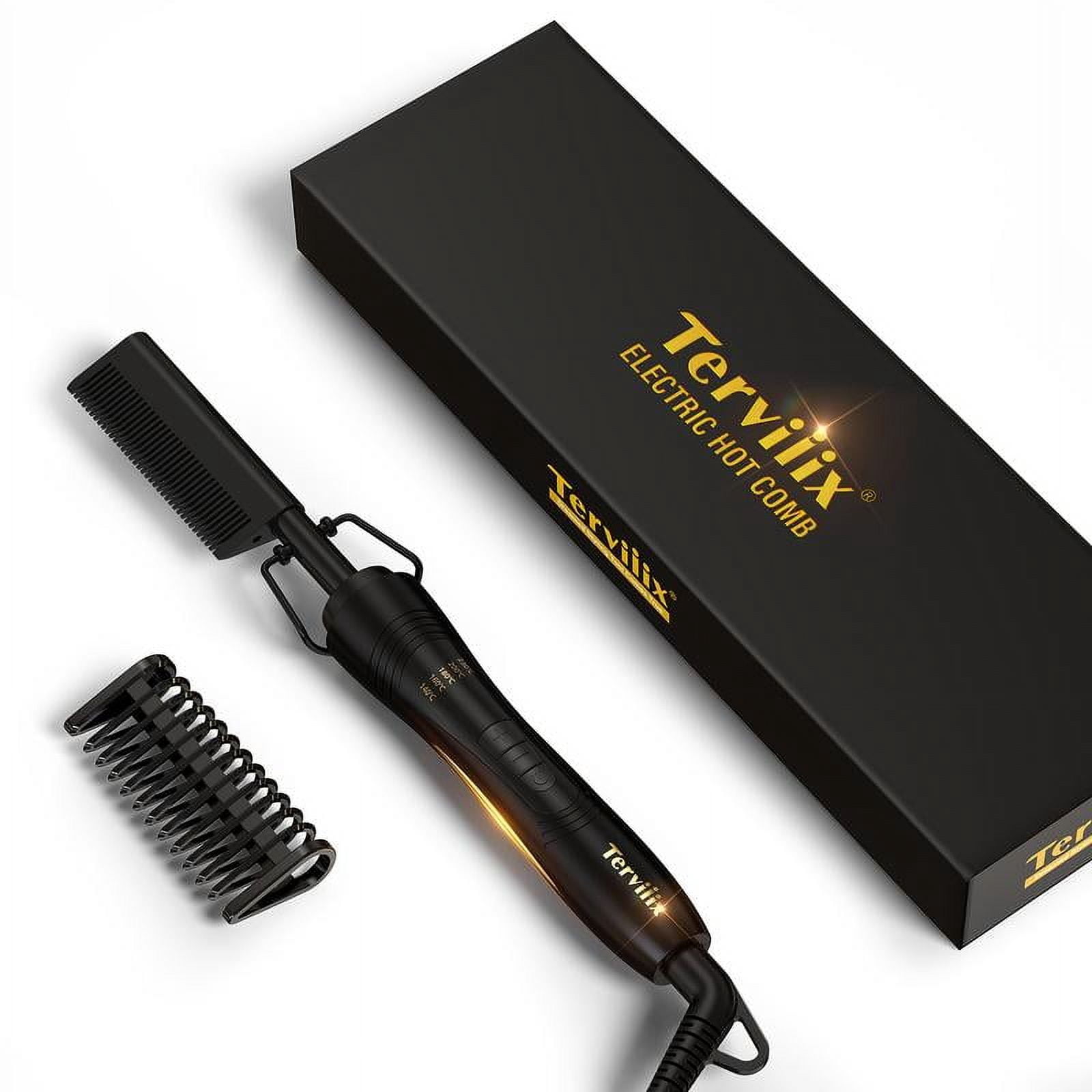 Terviiix Electric Hot Comb for Black Hair, Wigs & Beard, Anti-Scald ...