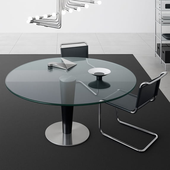 SUDICA 48 Inch Round Clear Tempered Glass Table Top 1 Piece, 0.36 Inch ...