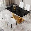 SUDICA Dining Table Set, 63 Inch Rectangular Tempered Glass Top with ...