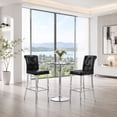 TesNus Bar Stools Set of 2 Black Crocodile Pattern Leather Chair Silver ...