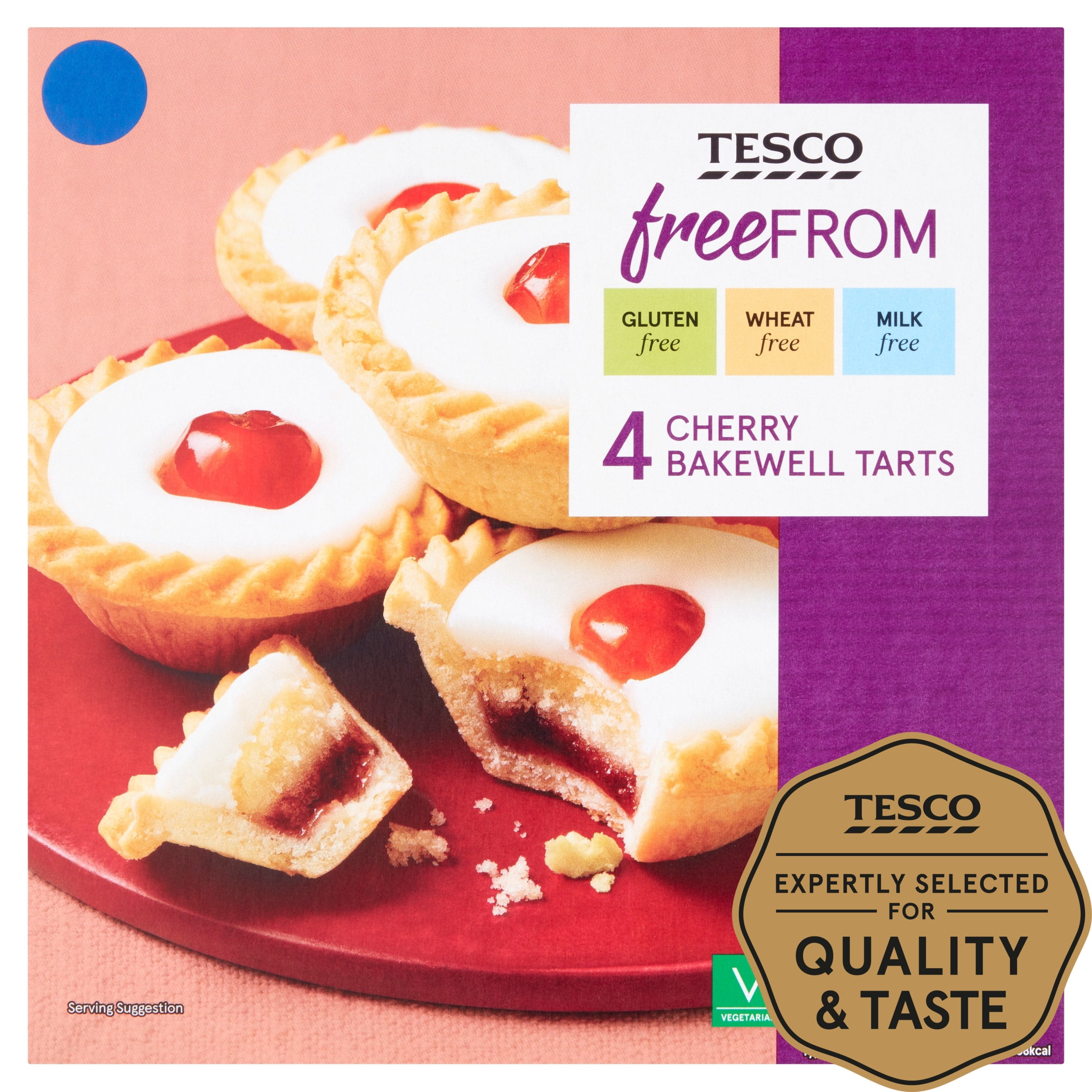 Tesco Free From Cherry Bakewell Tarts 4 Pack, Imported from Britain ...
