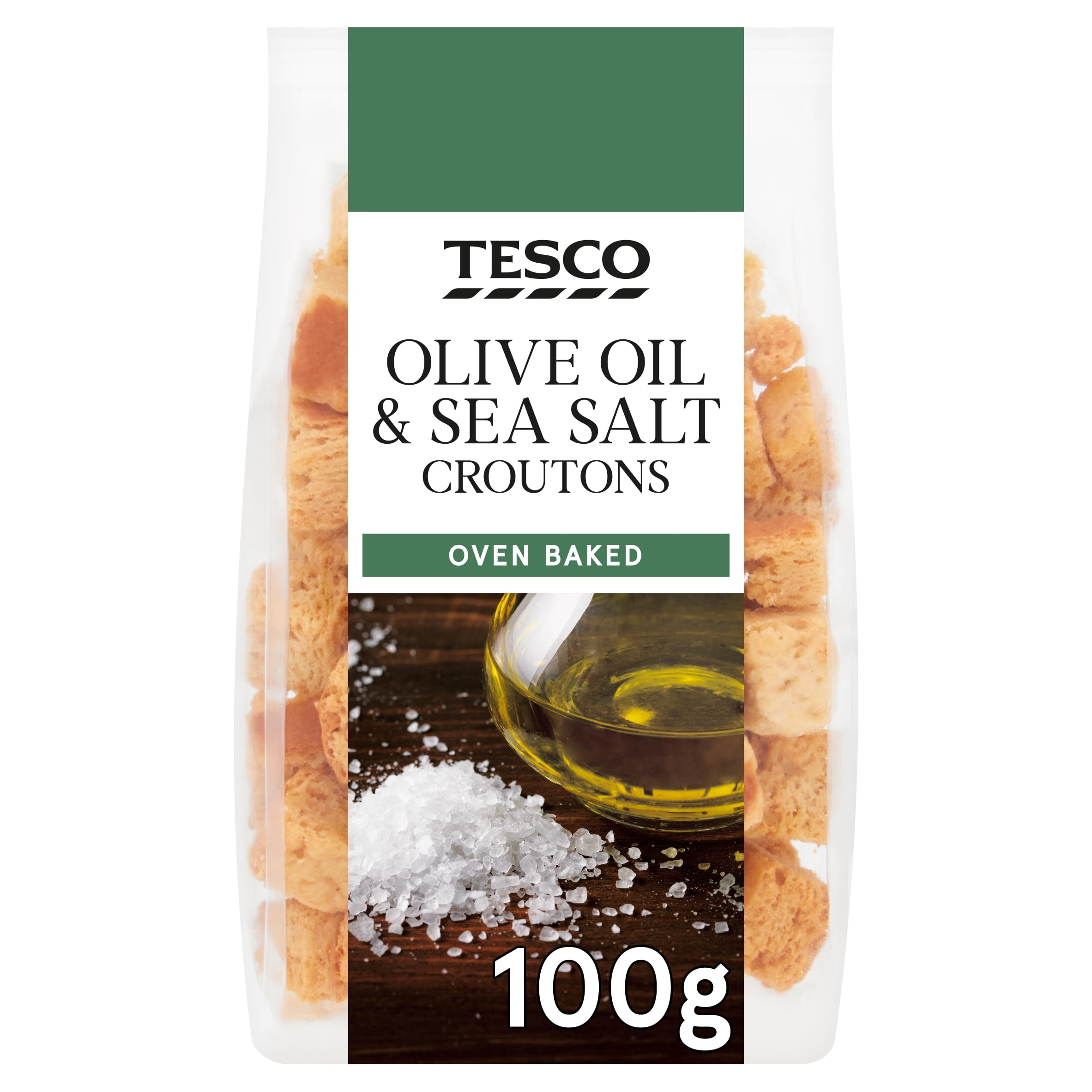 Tesco Olive Oil & Sea Salt Croutons 100G, Imported from Britain ...