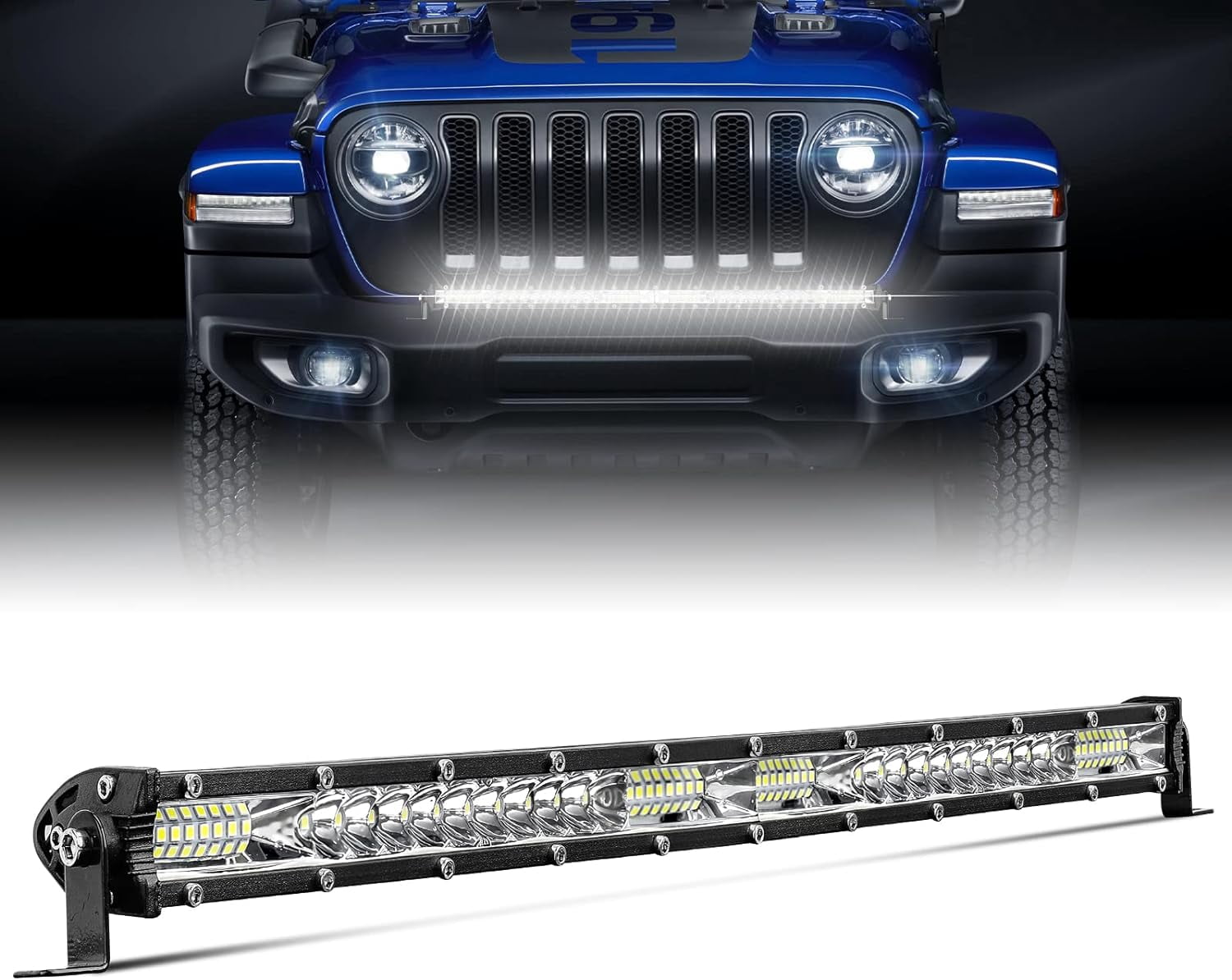 Tesfeel 20 inch LED Light Bar Spot Flood Combo Beam Slim Single Row ...