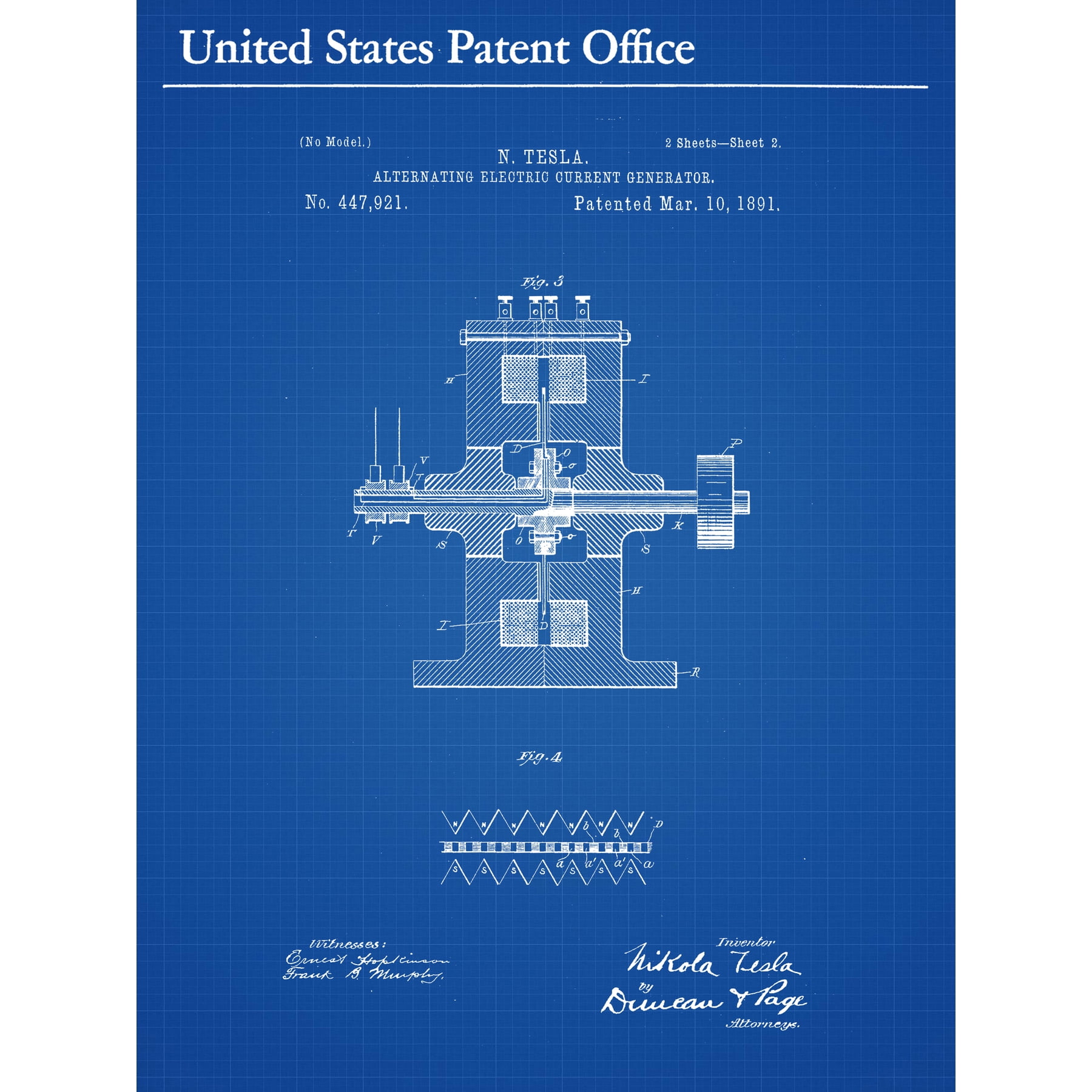 Tesla Alternating Electric Current Generator Side 1891 Patent Extra ...