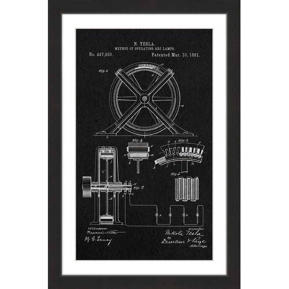 "Tesla Arc Lamp 1891 Black Paper" Framed Painting Print - Walmart.com