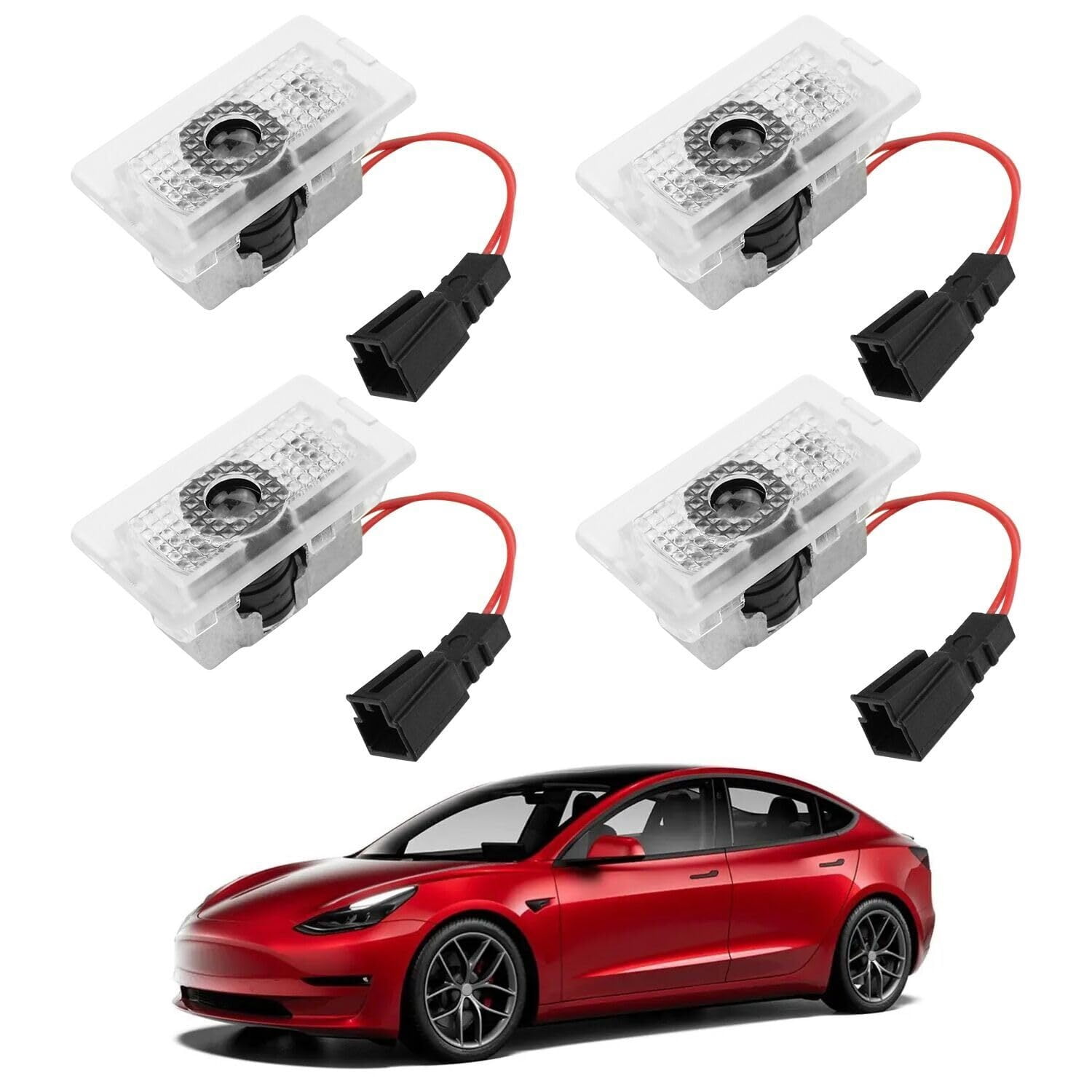 For Tesla Car Door LED Logo Projector Puddle Lights Ultra-Bright ...