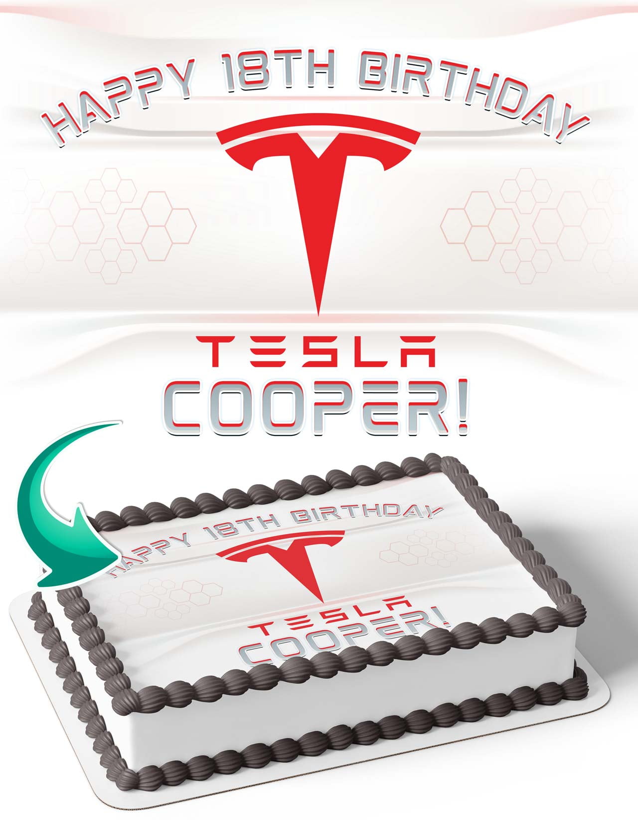 Tesla Cars Edible Edible Image Cake Topper Personalized Birthday Sheet ...