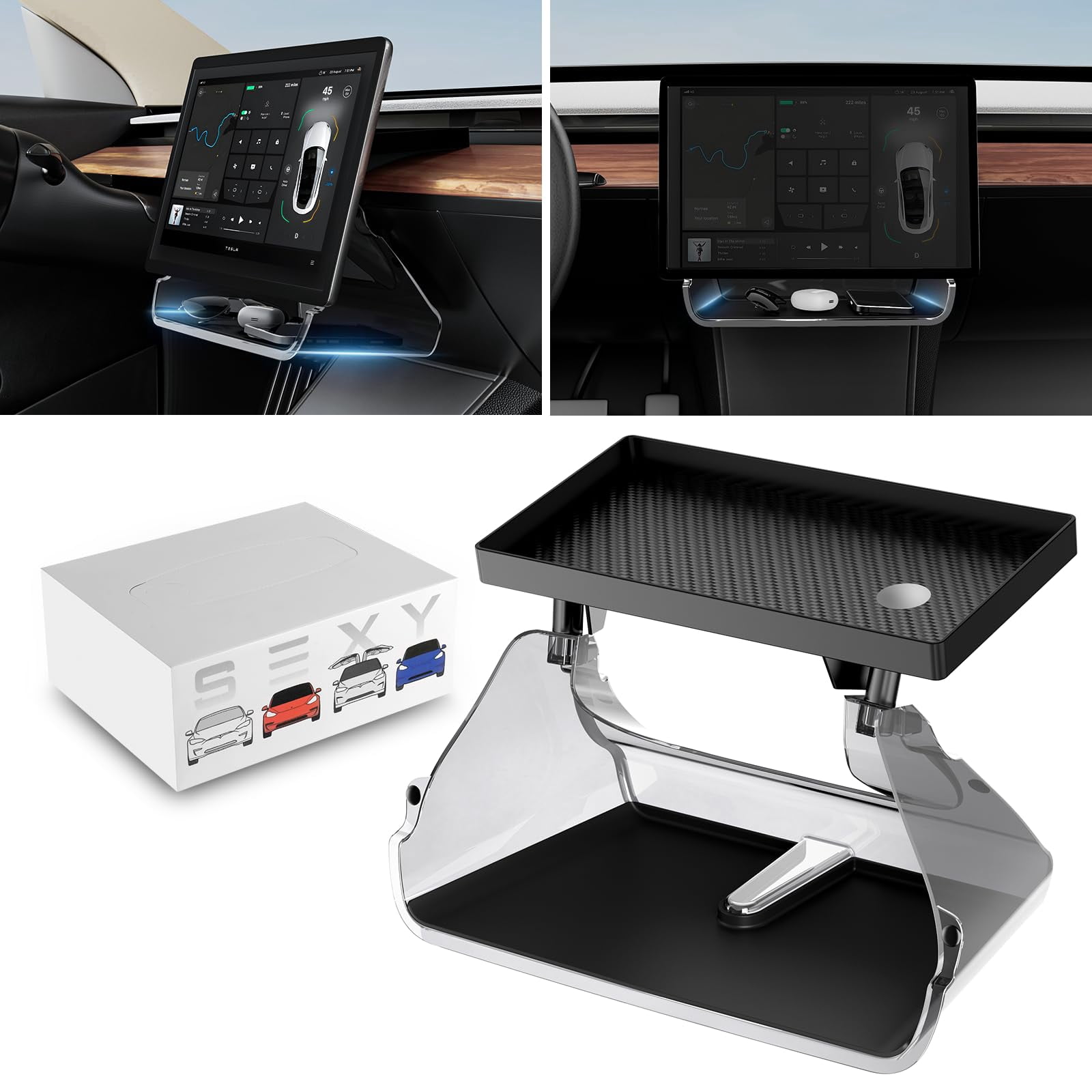 Tesla Center Console Organizer ZS23 Tray:Under Screen Magnetic Storage ...