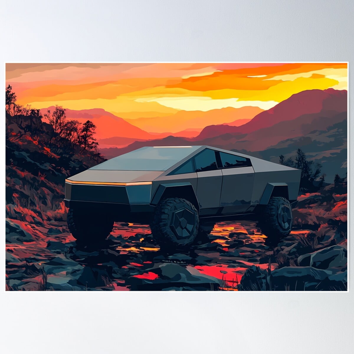 Tesla Cybertruck - Pop Art Poster Wall Art, Modern Wall Decor For ...