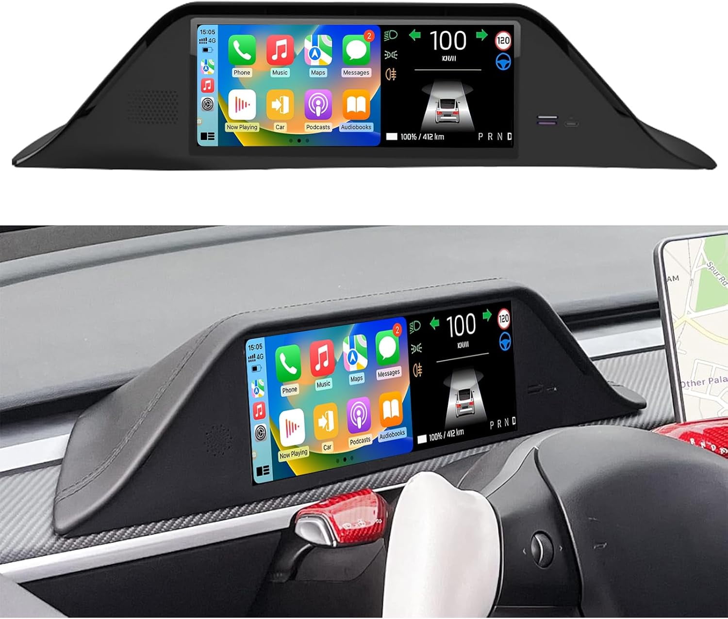 Tesla HUD for Model 3 Model Y Supports Wireless CarPlay Android Auto ...