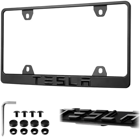 Tesla License Plate Frame – Stealth Black Powder Coat UV Resistant Rust ...