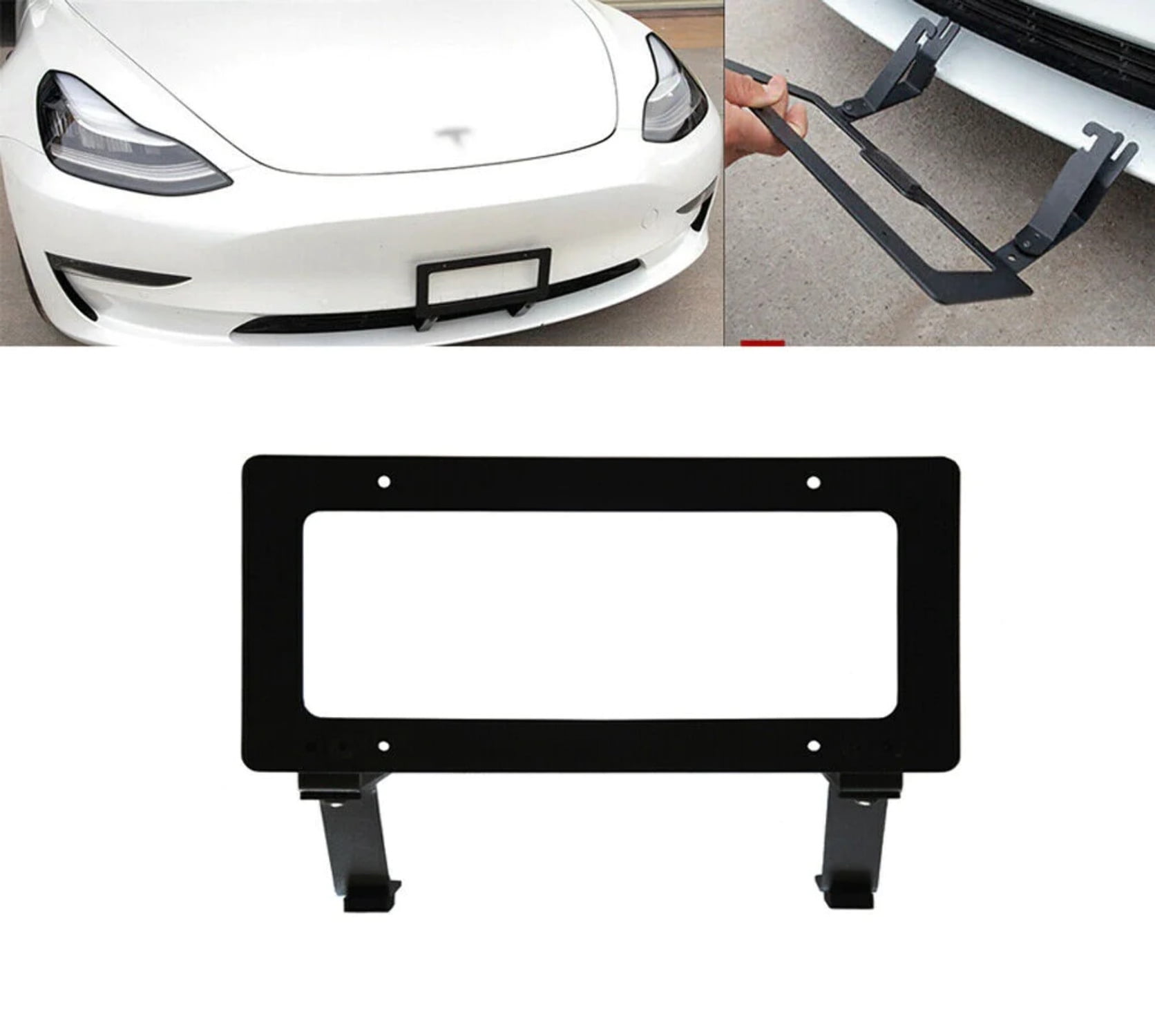 Tesla Model 3 Front License Plate No-Hole Holder Bracket Kit, 2017-2023 ...