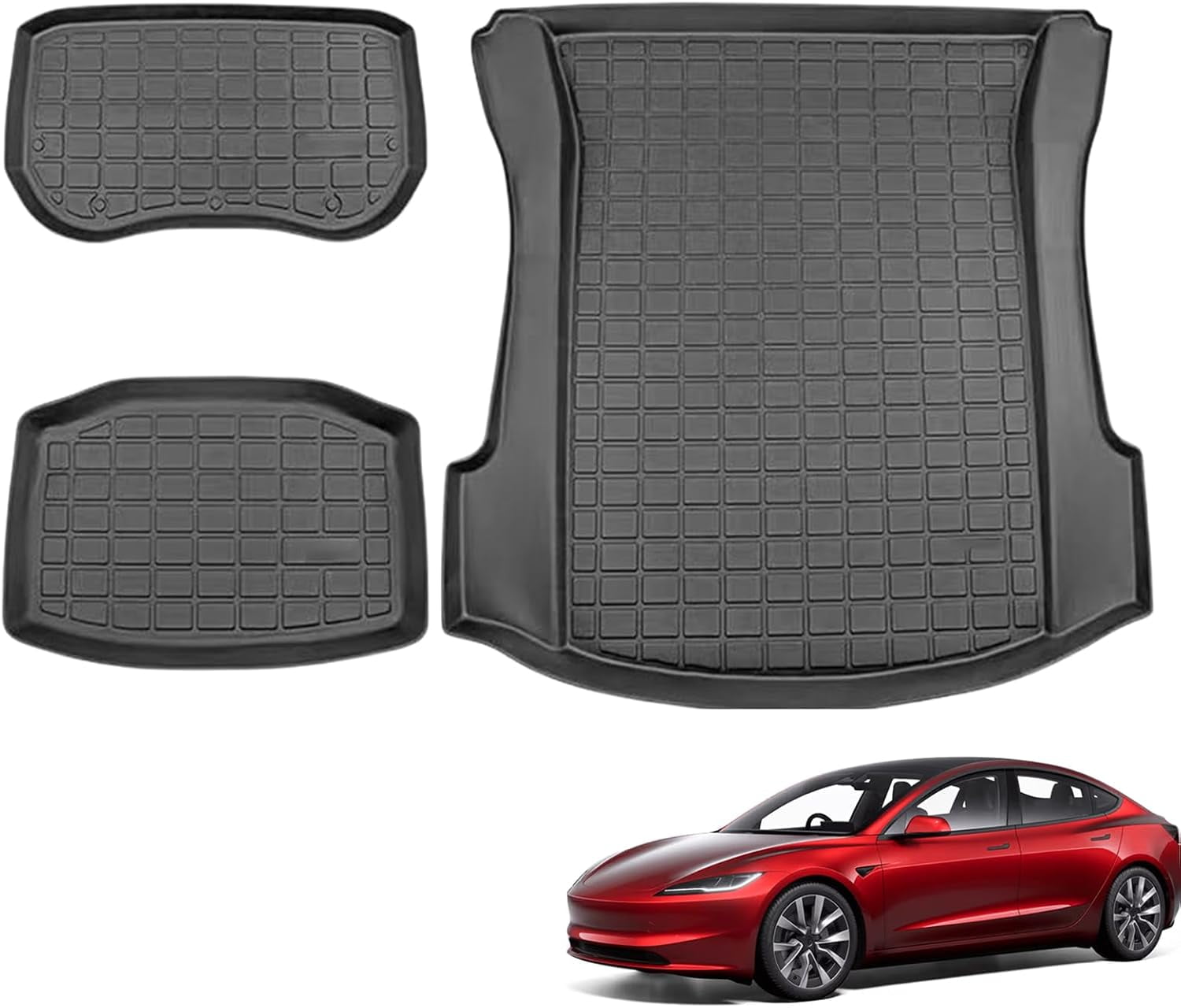 Tesla Model 3 Front Trunk Mats & Rear Sub Trunk Mats Cargo Liner for ...