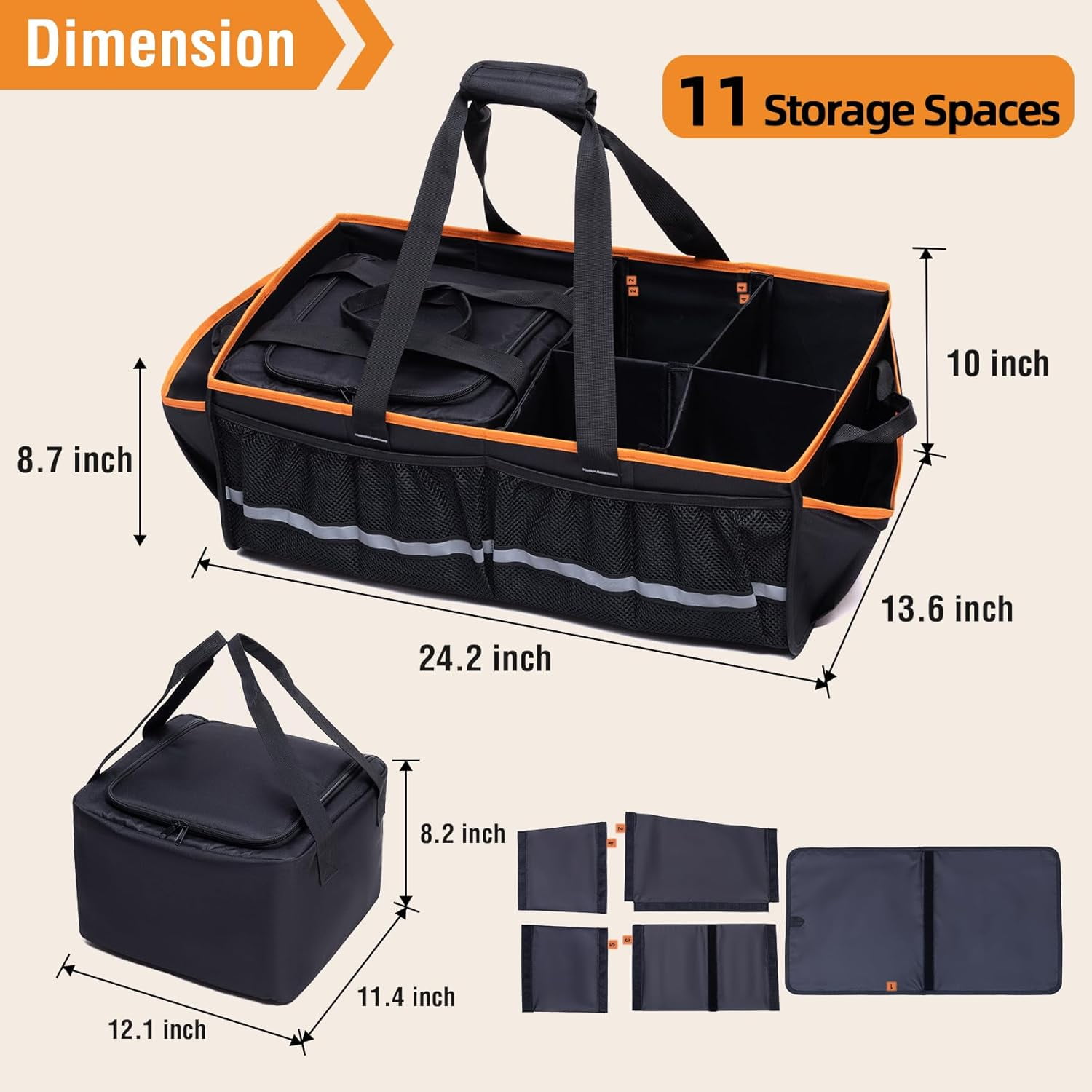 Tesla Model 3 & Model Y Front Trunk Organizer with Cooler Bag, Foldable ...
