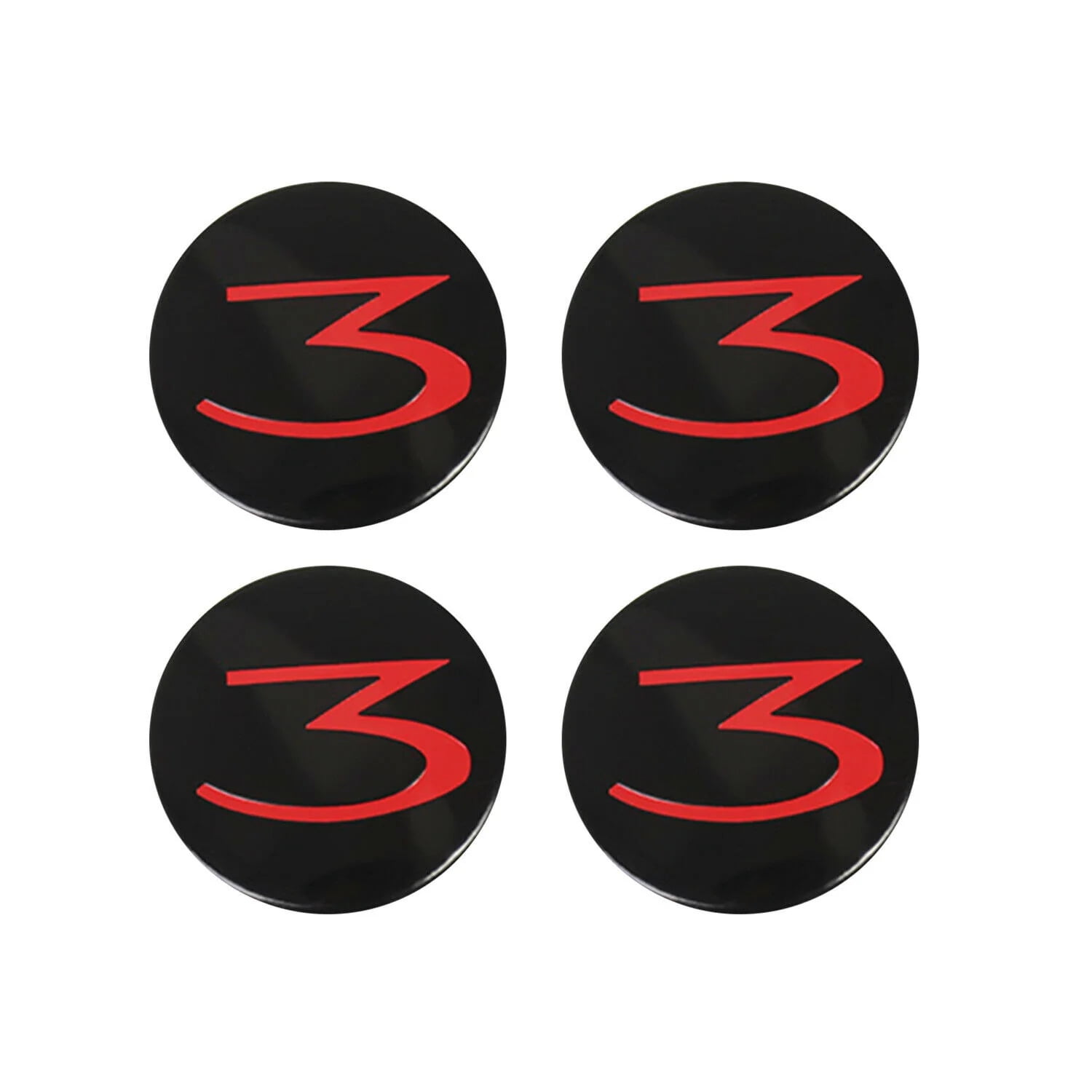 Tesla Model 3 Wheel Center Caps, Black / Red, 3 Logo, 2017-2023 ...