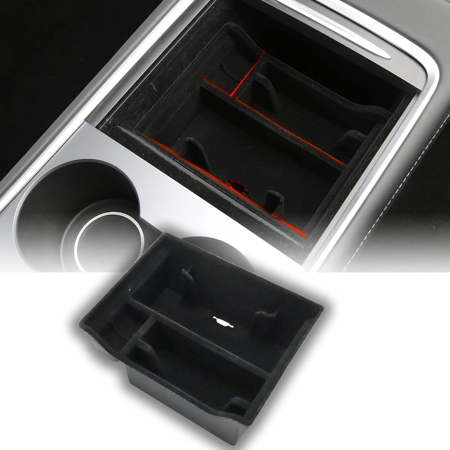 Tesla Model 3, Y Center Console Organizer Tray, Flocked Armrest Storage ...