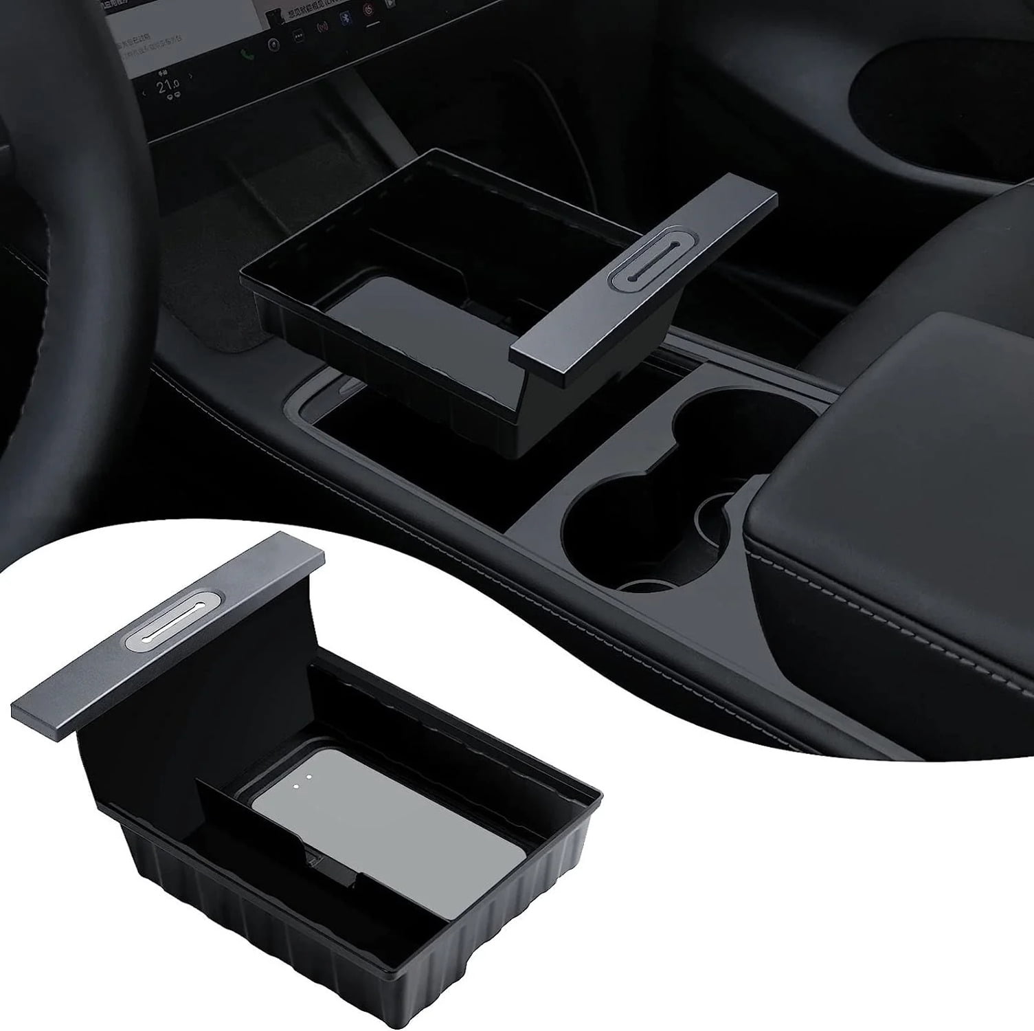 Tesla Model 3, Y Center Console Tray Organizer with Cable Holder, 2021 ...