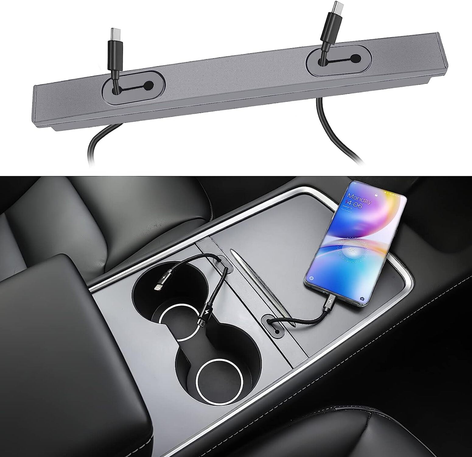 Tesla Model 3, Y Charging Cable Holder Organizer for Center Console ...