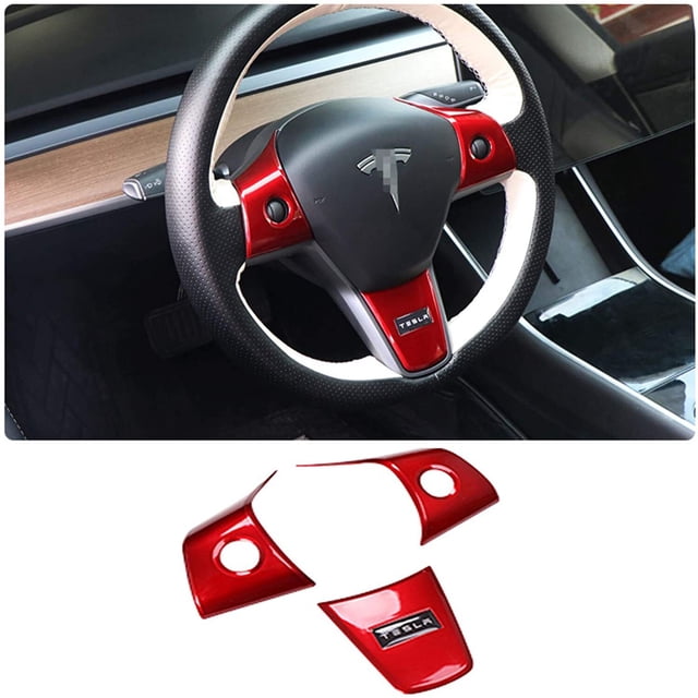 Tesla Model 3, Y, Red Steering Wheel Trim - Walmart Business Supplies