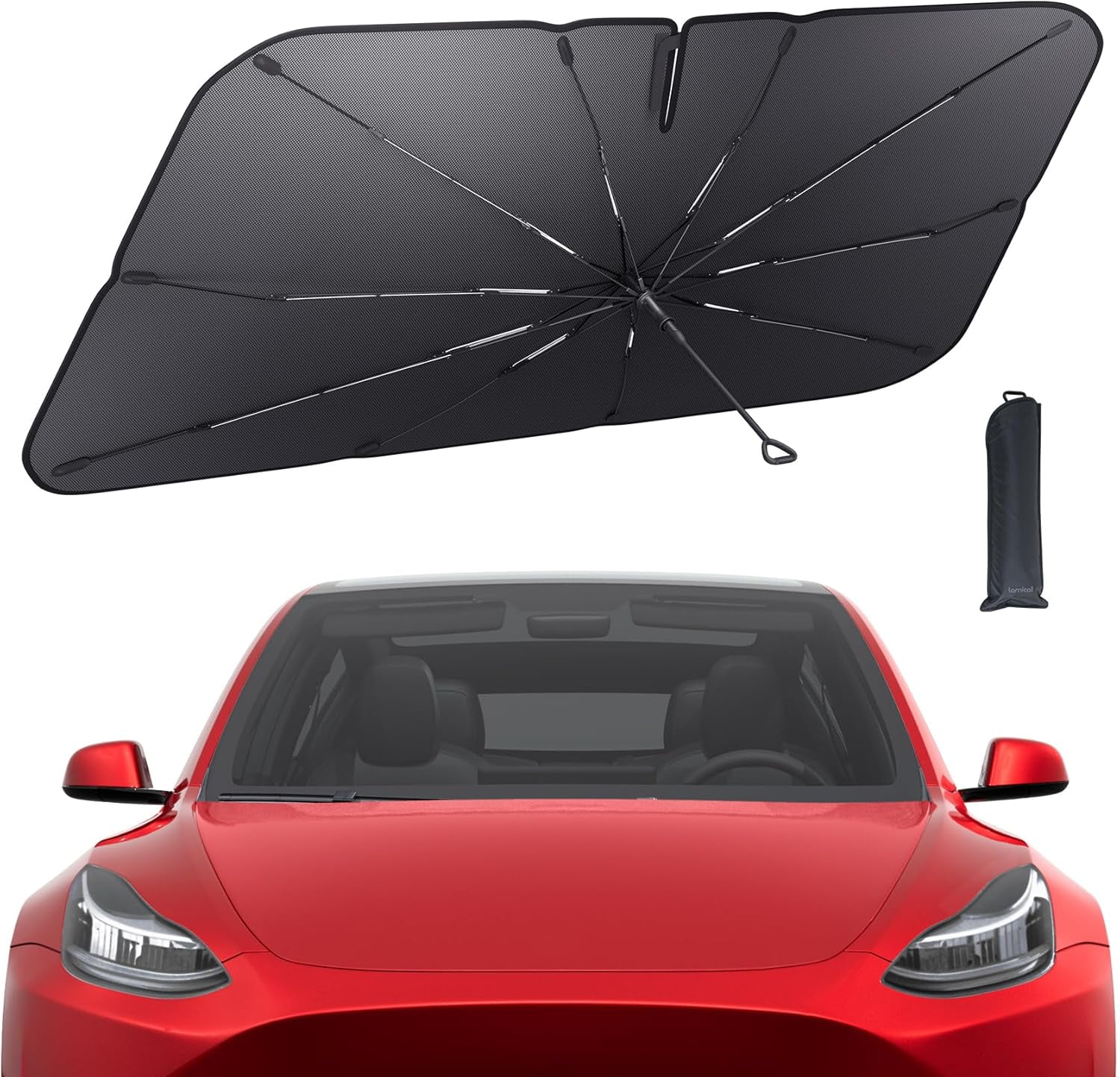 Tesla Model 3/Y Windshield Sunshade - 2025 Upgrade Foldable Sunshade ...