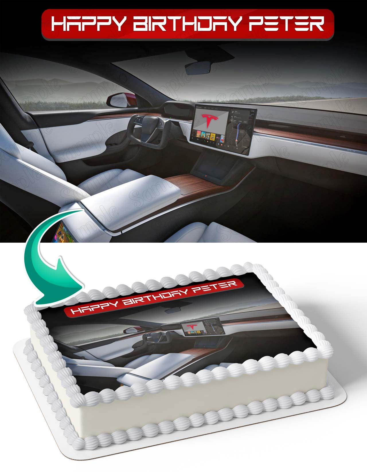 Tesla Model Fan Edible Image Cake Topper Photo Print Deco 1/4 Sheet ...