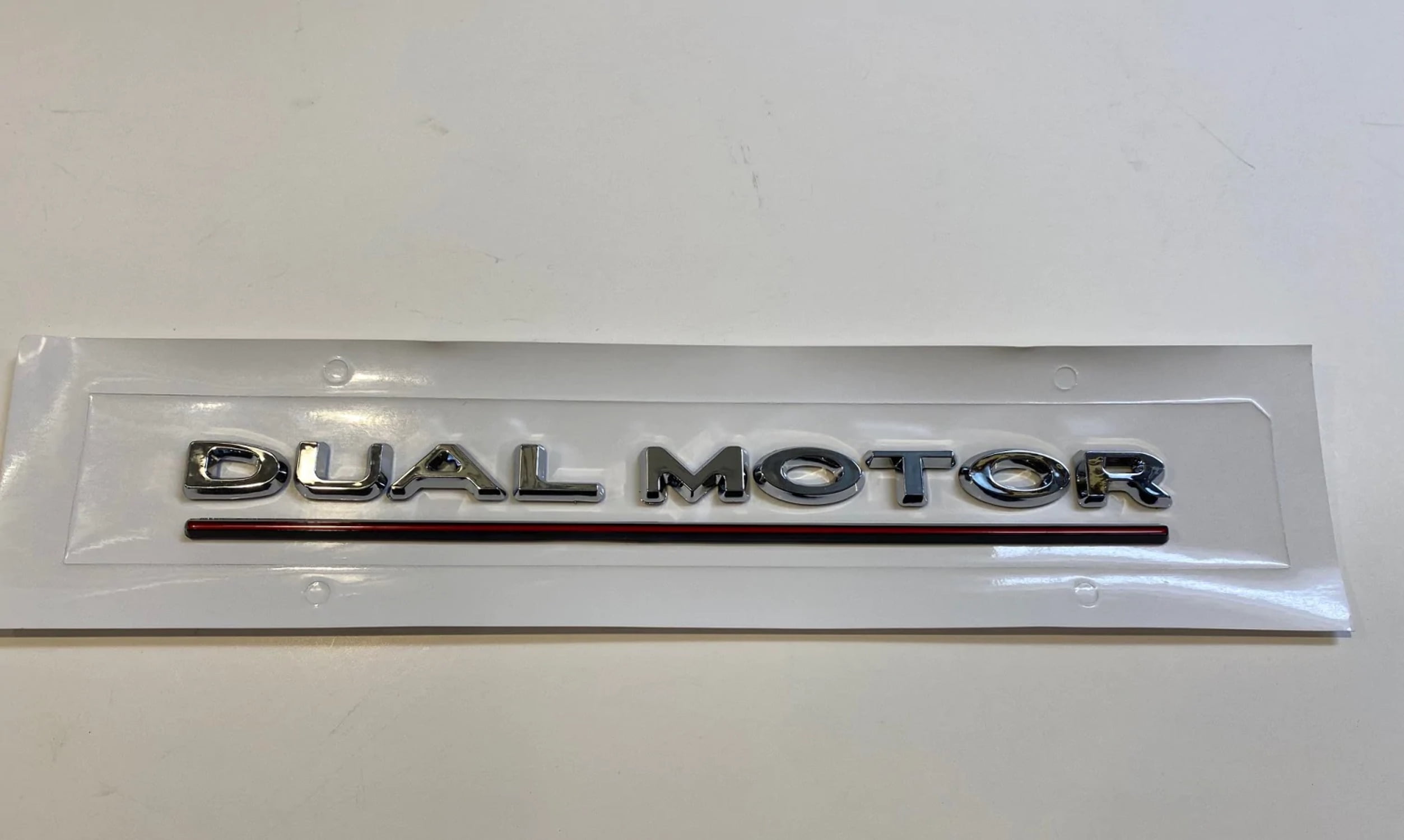 Tesla Model S, 3, X, Y, Chrome ABS Dual Motor Emblem, Chrome Red/Black ...