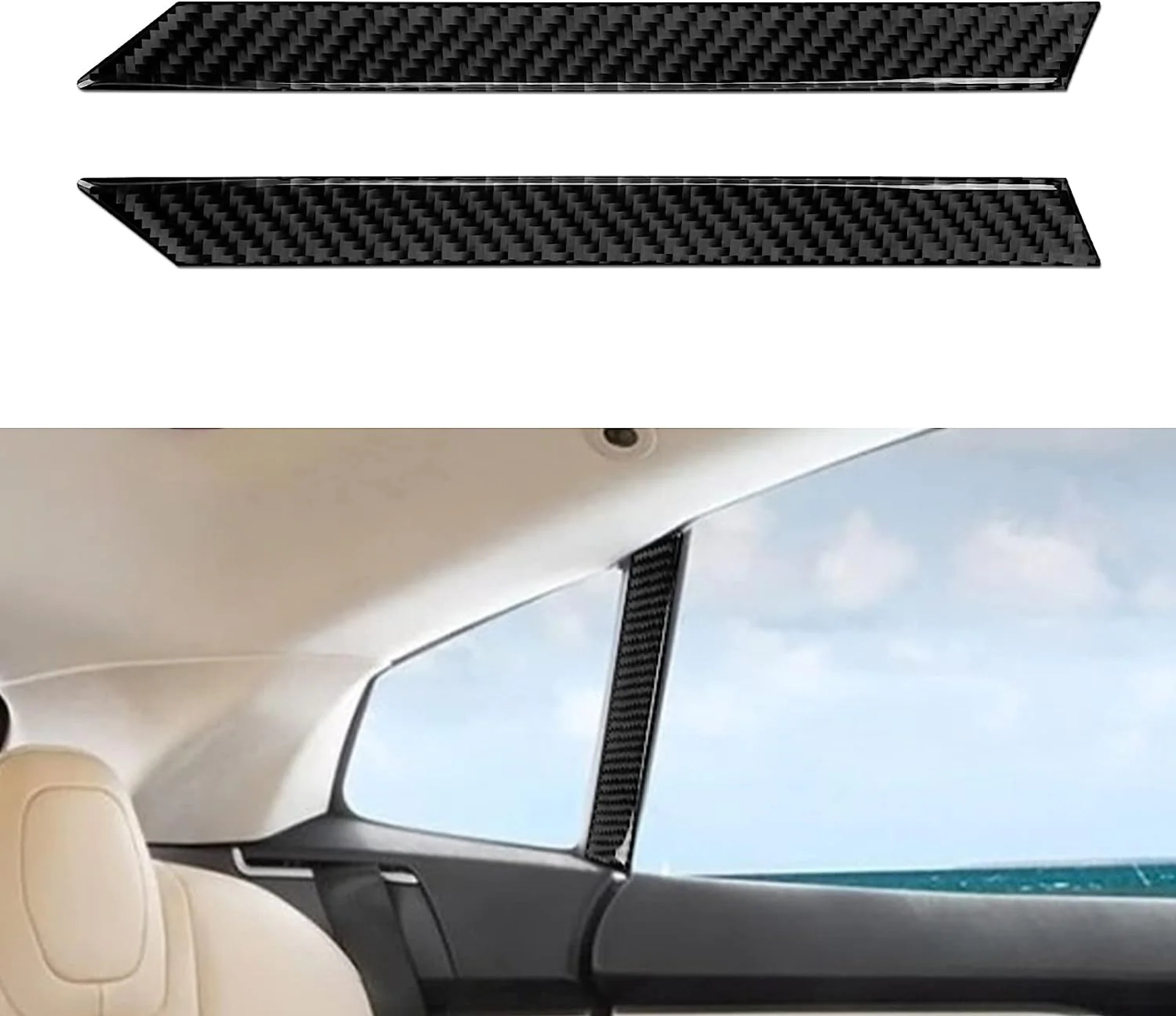 Tesla Model S Interior Rear Pillar Carbon Fiber Stickers, 2012-2020 ...