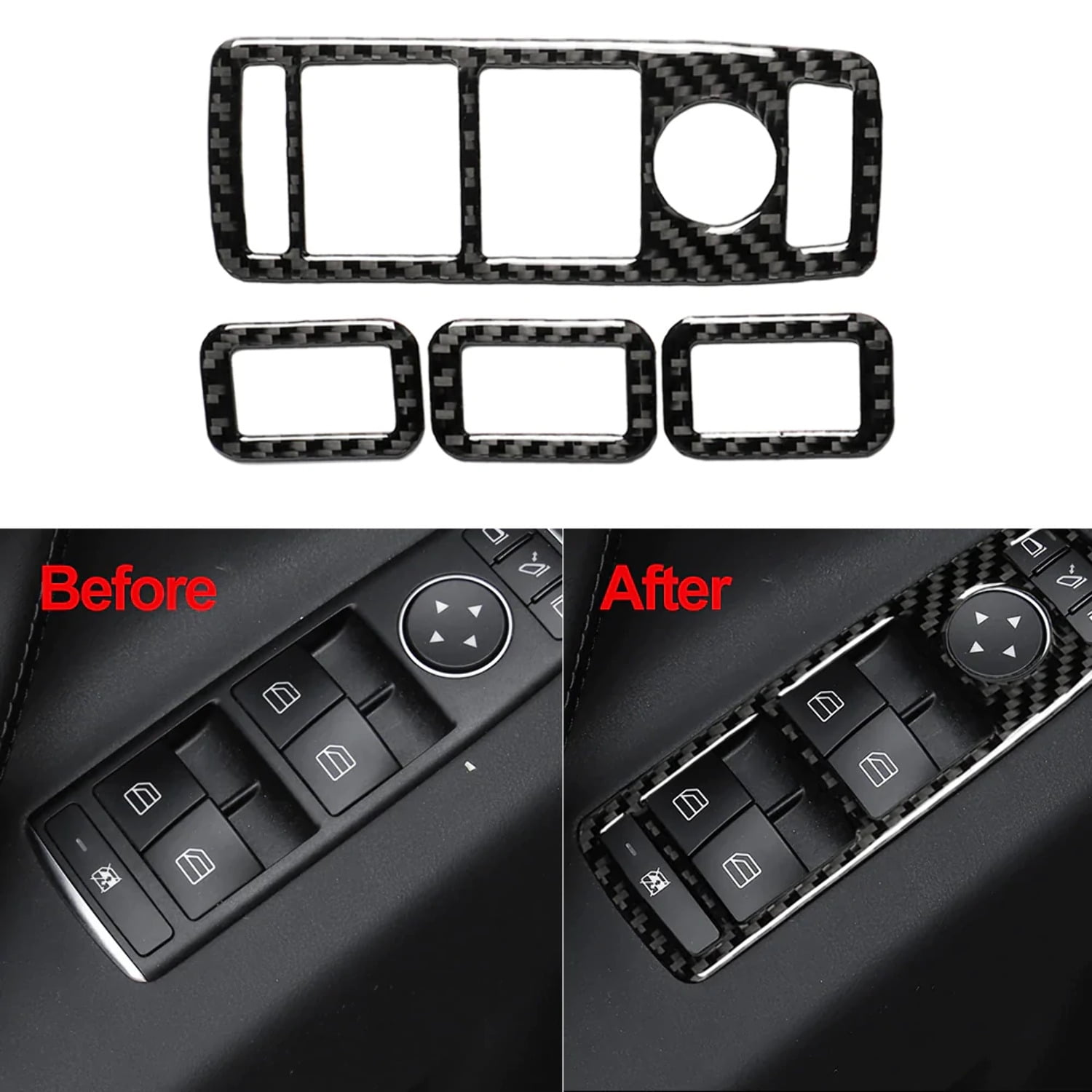 Tesla Model S, X Carbon Fiber Window Switch Cover Panel Trim, 4-Pc Set ...
