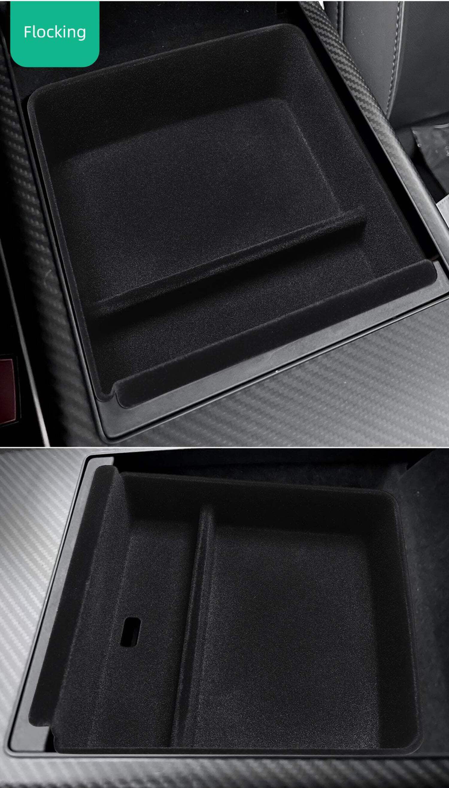 Tesla Model S, X Center Console Armrest Box Storage Box, W/ Flocking ...