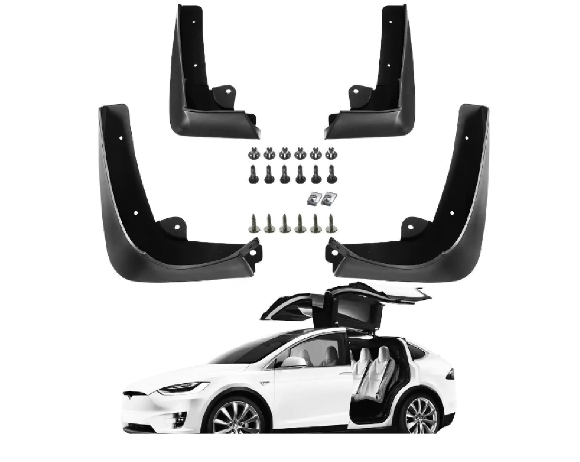 Tesla Model X Mud Flaps, No Drill, Premium Front Rear Set, 4-Pc, 2016 ...