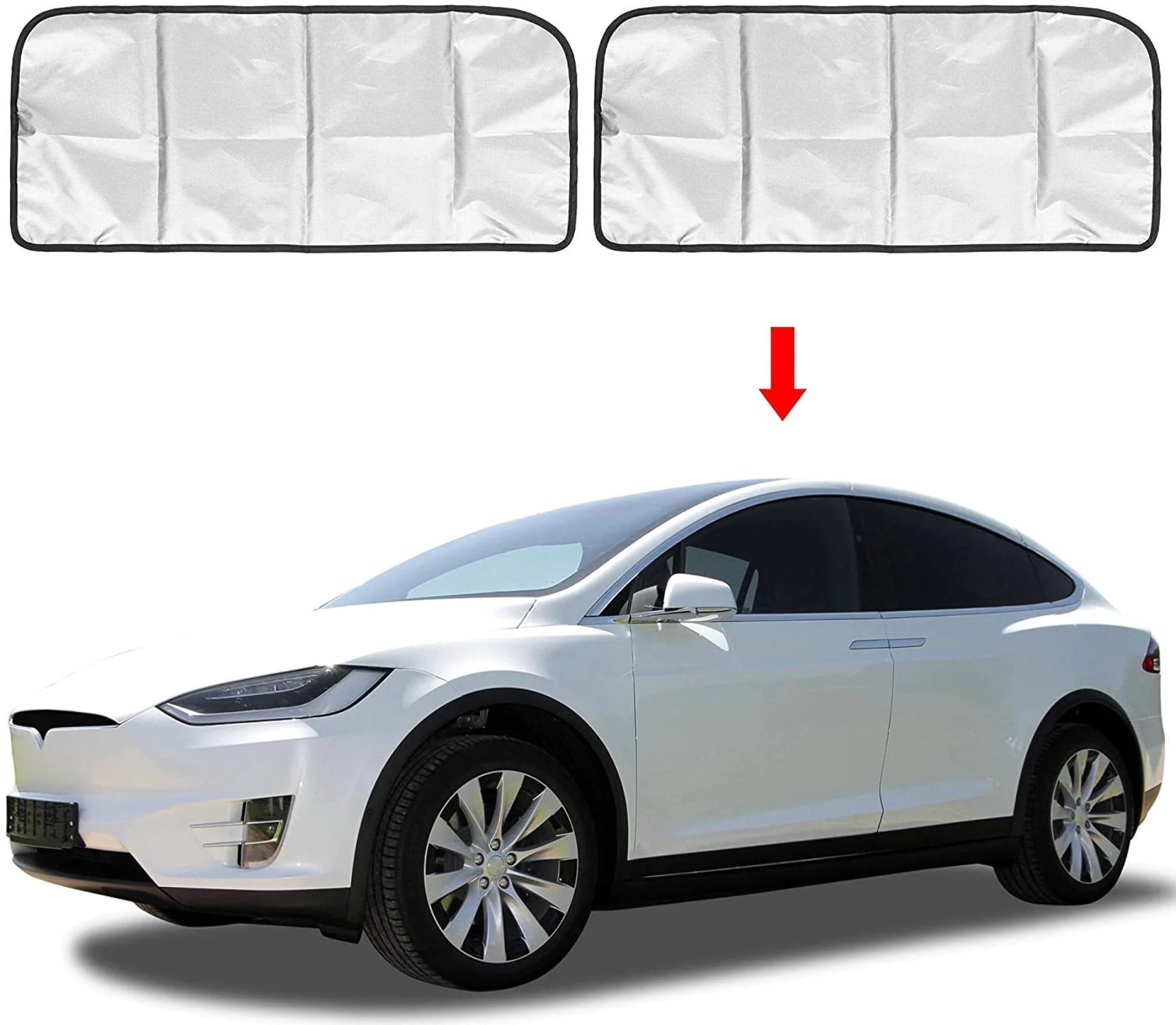Tesla Model X Wing Doors Sunroof Sunshade, Coated Black Silver Tone ...