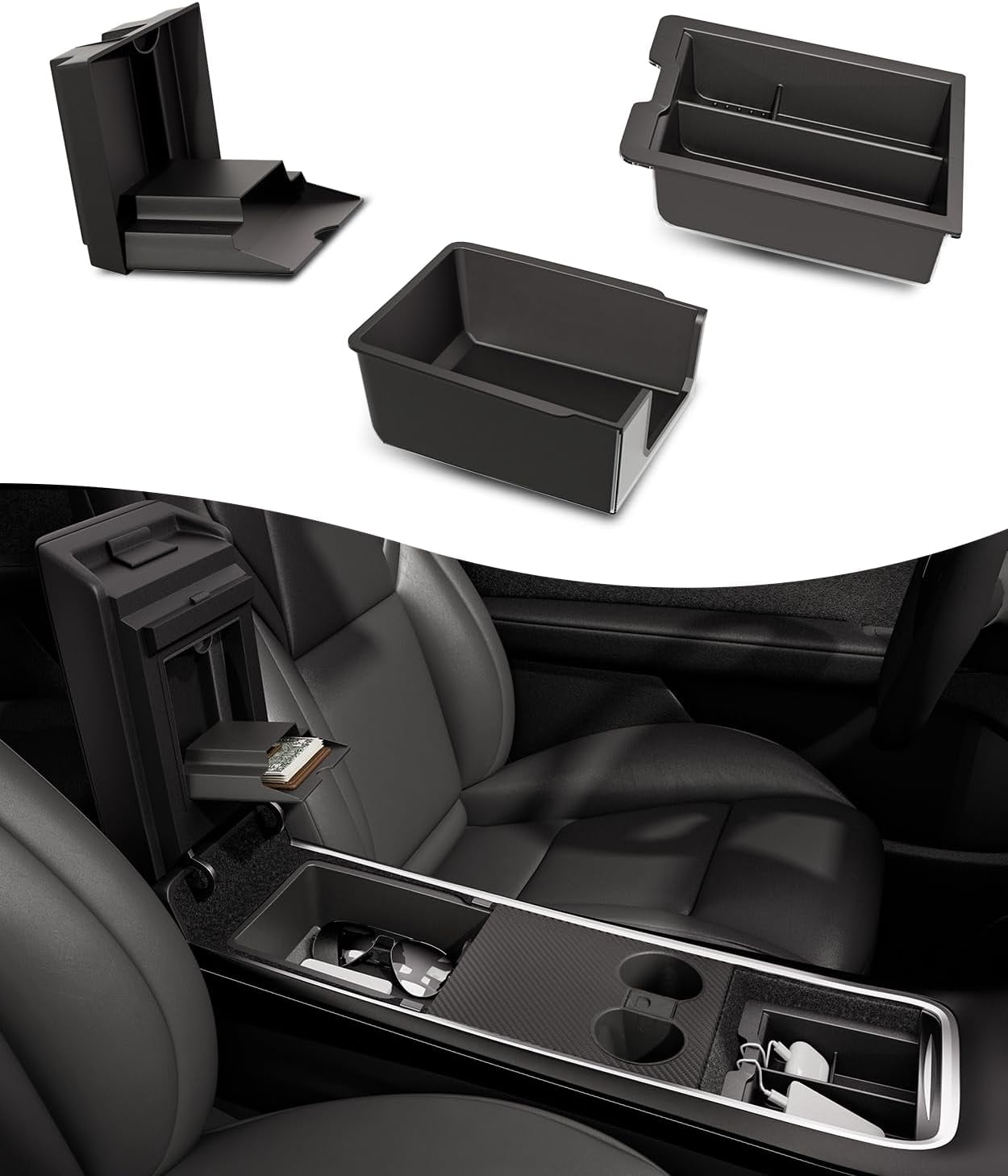 Tesla Model Y/3 Center Console Organizer, ABS Storage Tray for Model Y ...