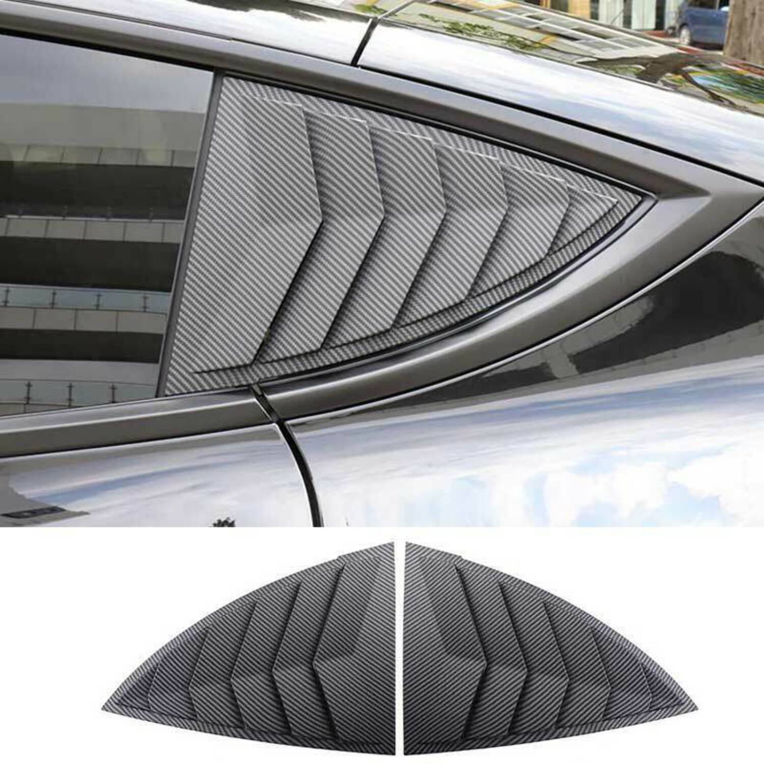 Tesla Model Y Rear Side Quarter Window Louver, Matte Carbon Fiber, 2020 ...