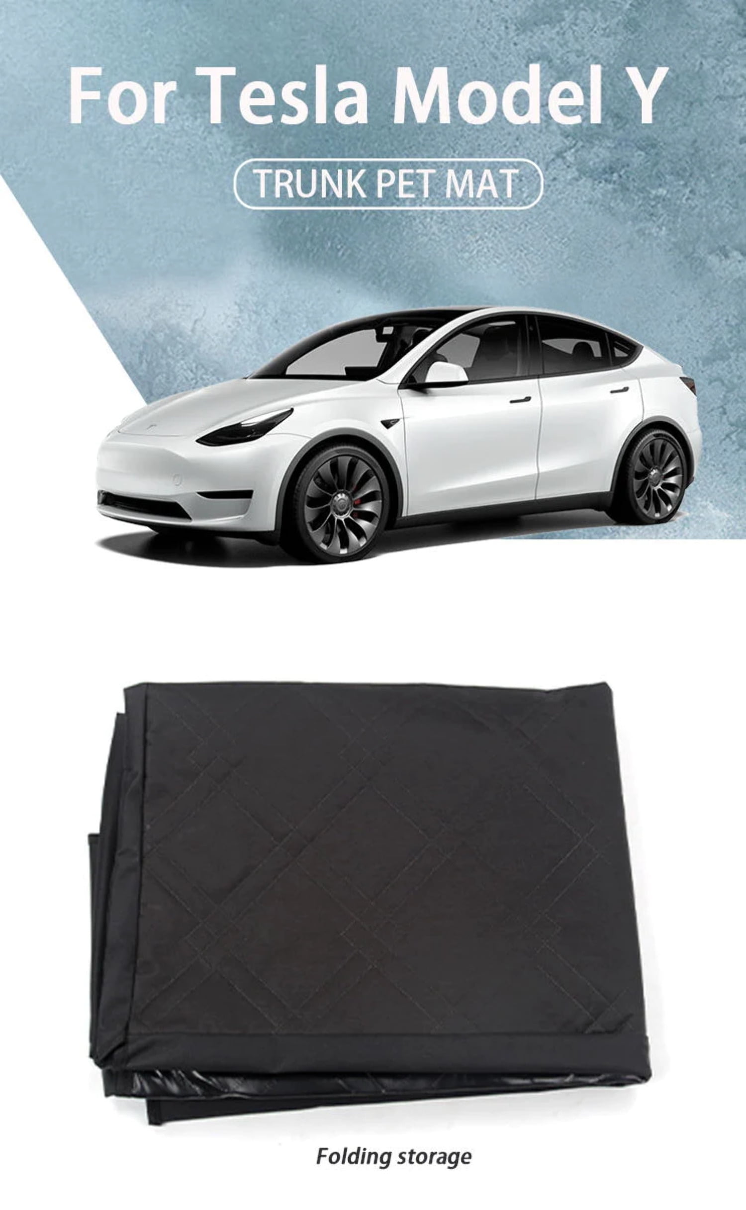 Tesla Model Y Rear Trunk Pet Mat Cover, Oxford Black Fabric Cargo Liner ...