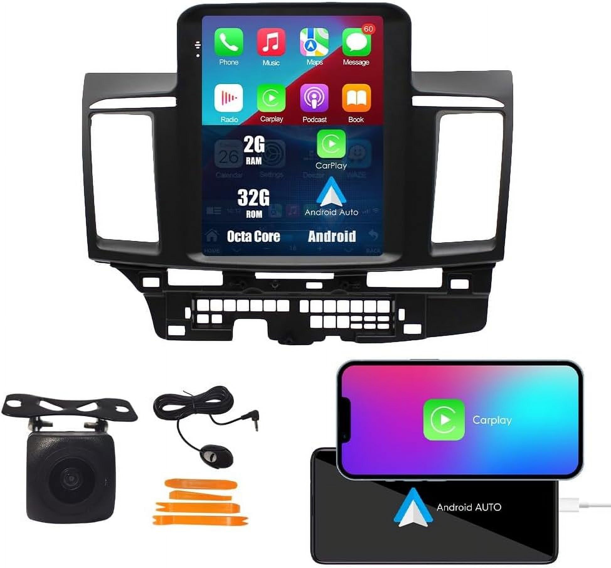 Tesla Style Car CarPlay Android Auto Navigation Stereo GPS Radio Camera ...