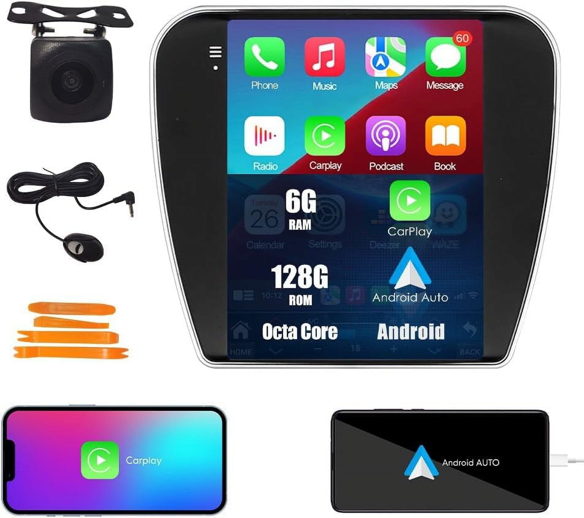 Tesla Style CarPlay Android Auto Navigation Stereo GPS Radio Reverse ...