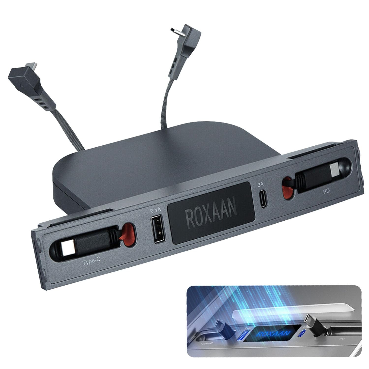 Tesla USB Hub for Tesla Model 3/Y 2023 2021 with Retractable Cable and ...